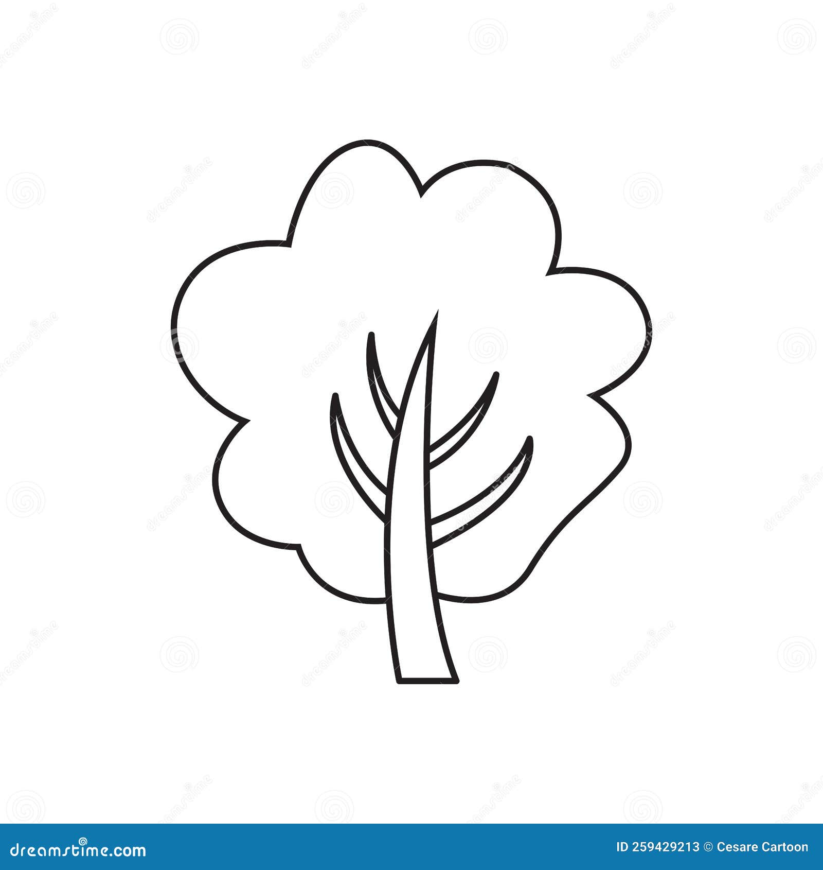 Thin line tree stock vector. Illustration of thin, flat - 259429213