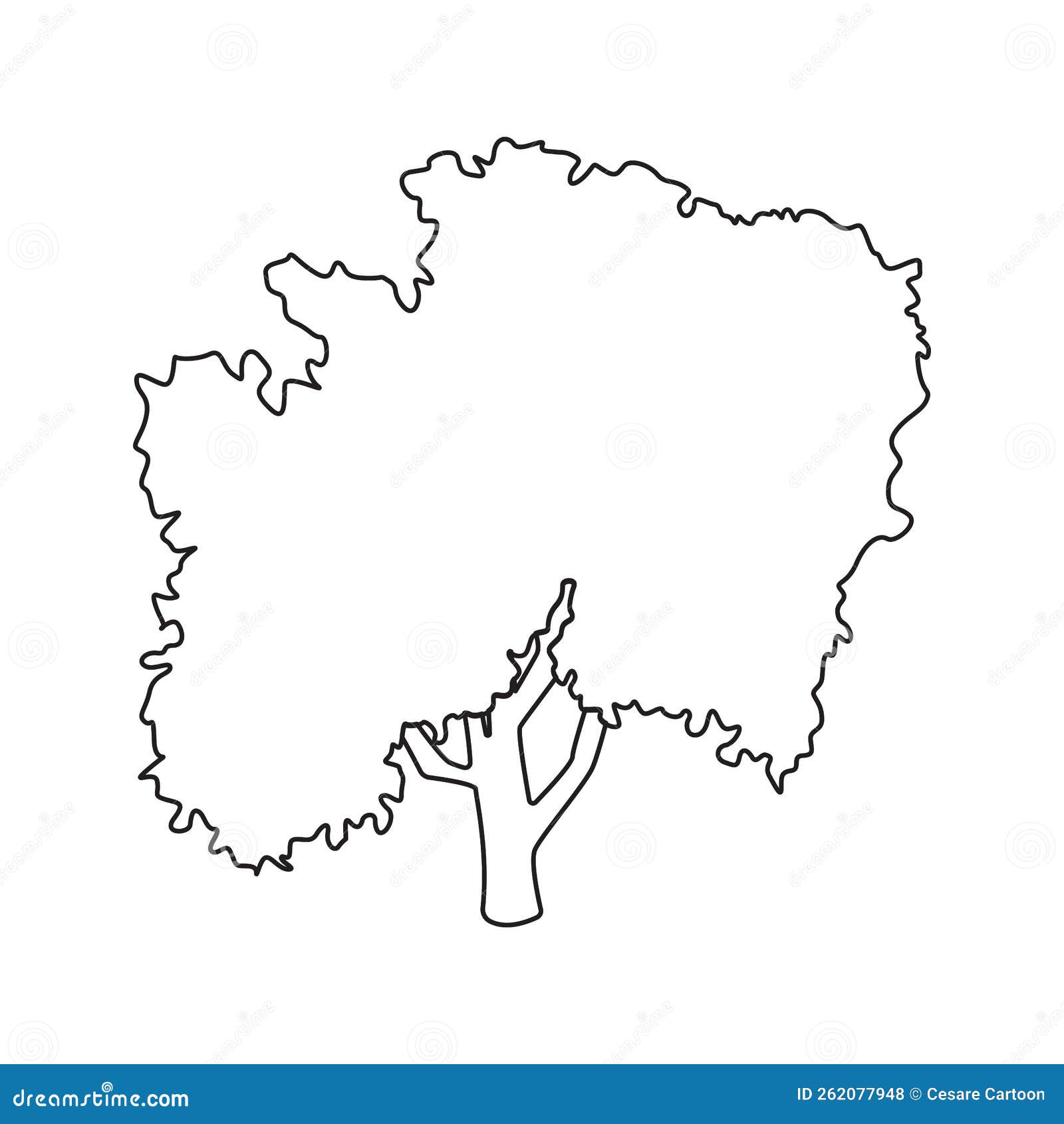 Thin line tree stock vector. Illustration of line, flat - 262077948