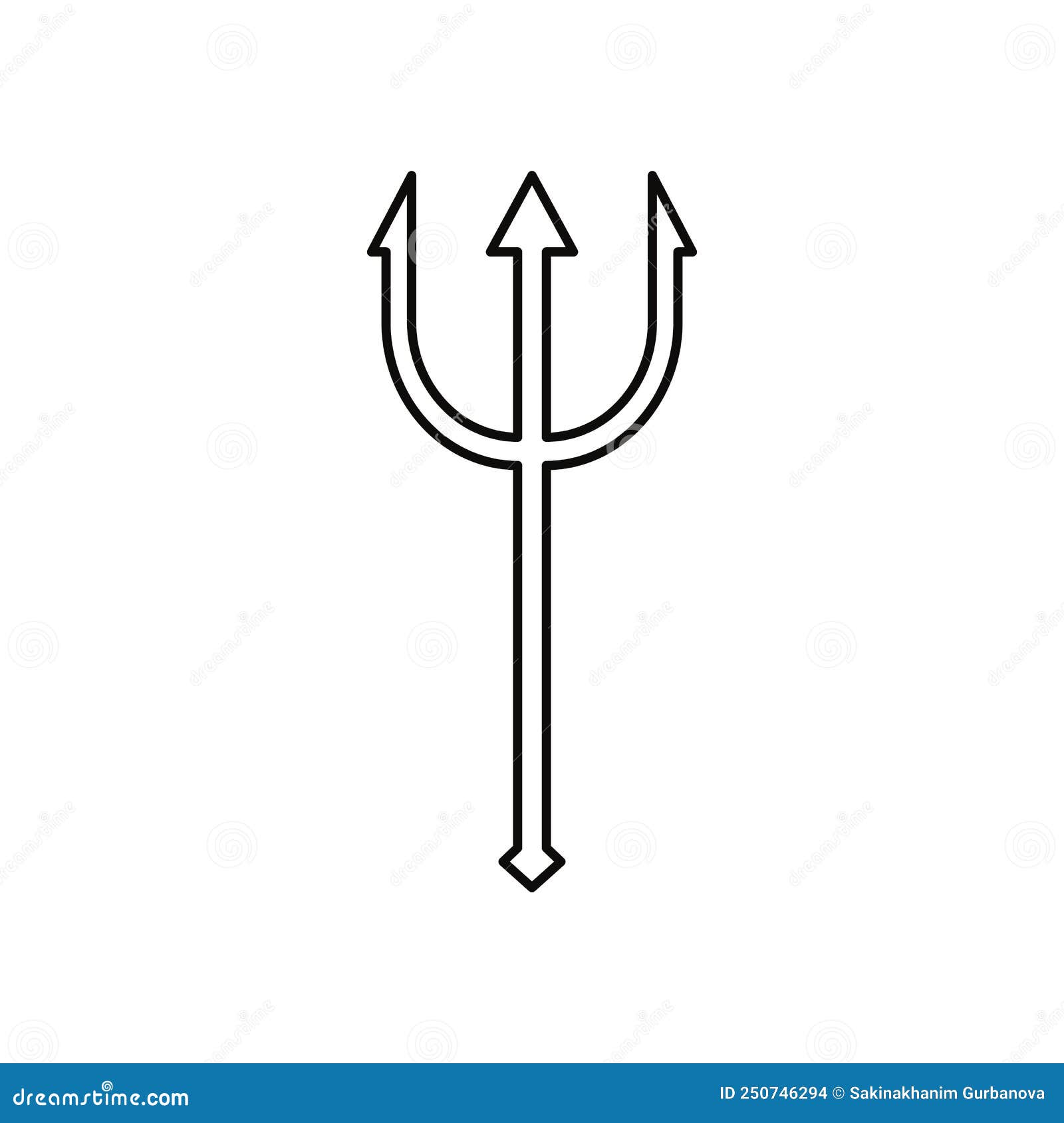 Thin line trident icon stock vector. Illustration of pitchfork - 250746294