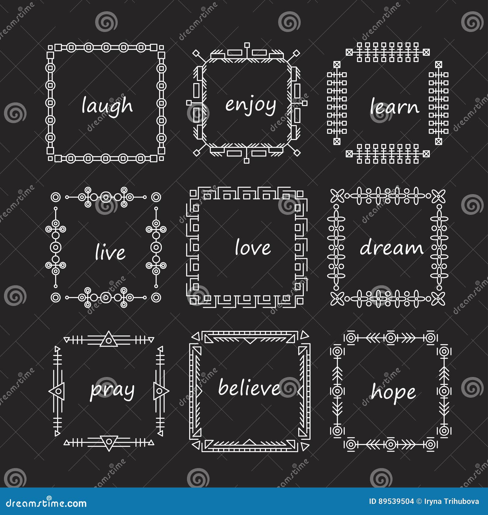 Thin Line Vector Modern Geometric Frames. Stock Vector - Illustration ...