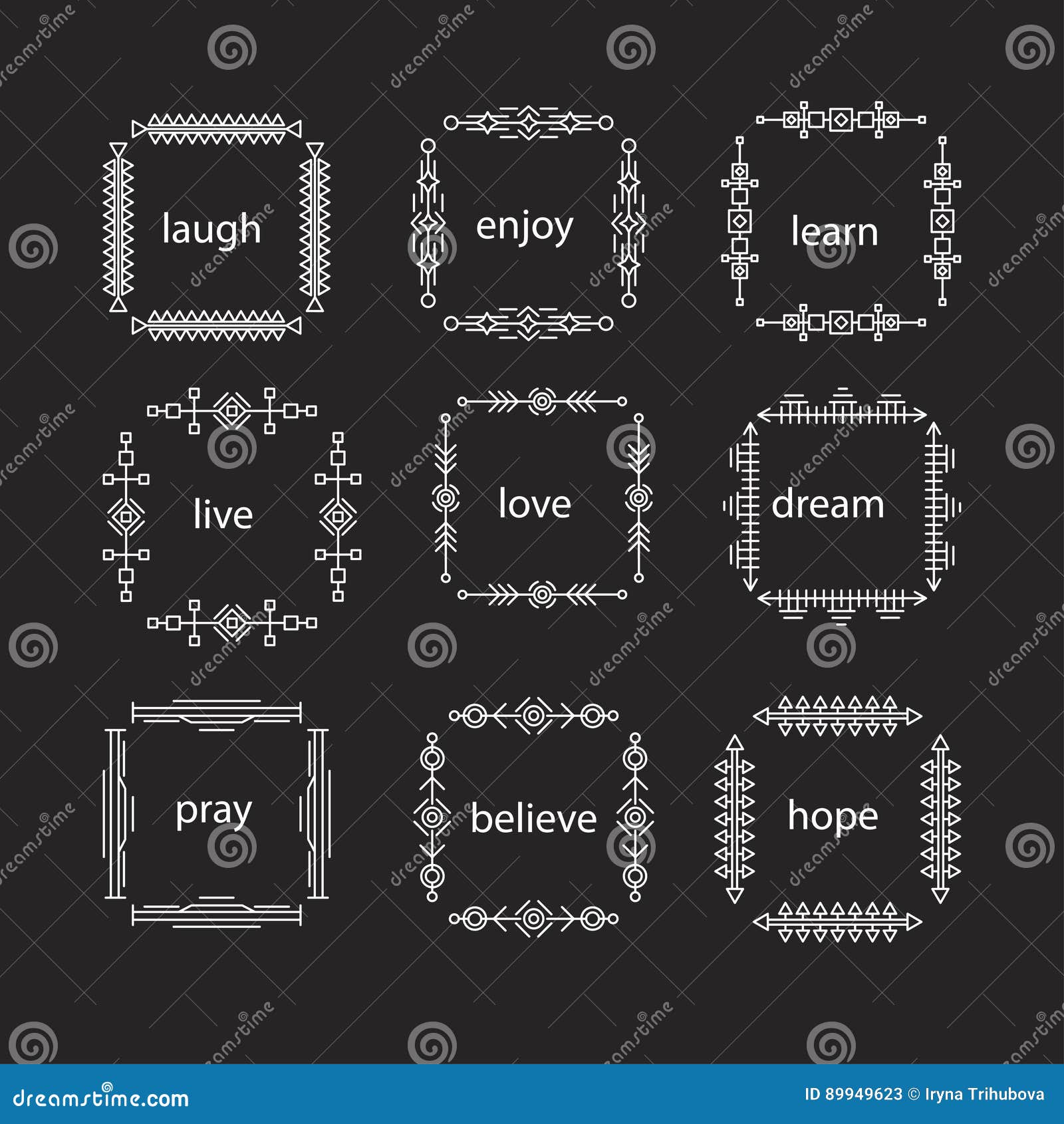 Thin Line Vector Modern Geometric Frames. Stock Vector - Illustration ...