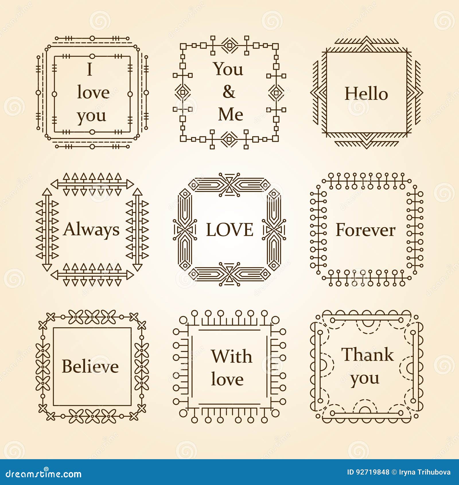 Thin Line Vector Modern Geometric Frames. Stock Vector - Illustration ...