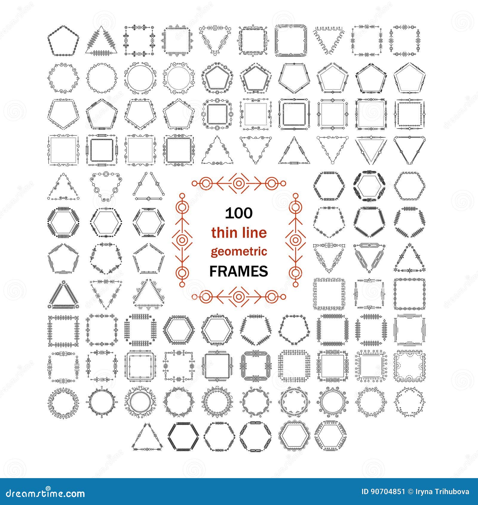 Thin Line Vector Modern Geometric Frames. Stock Vector - Illustration ...