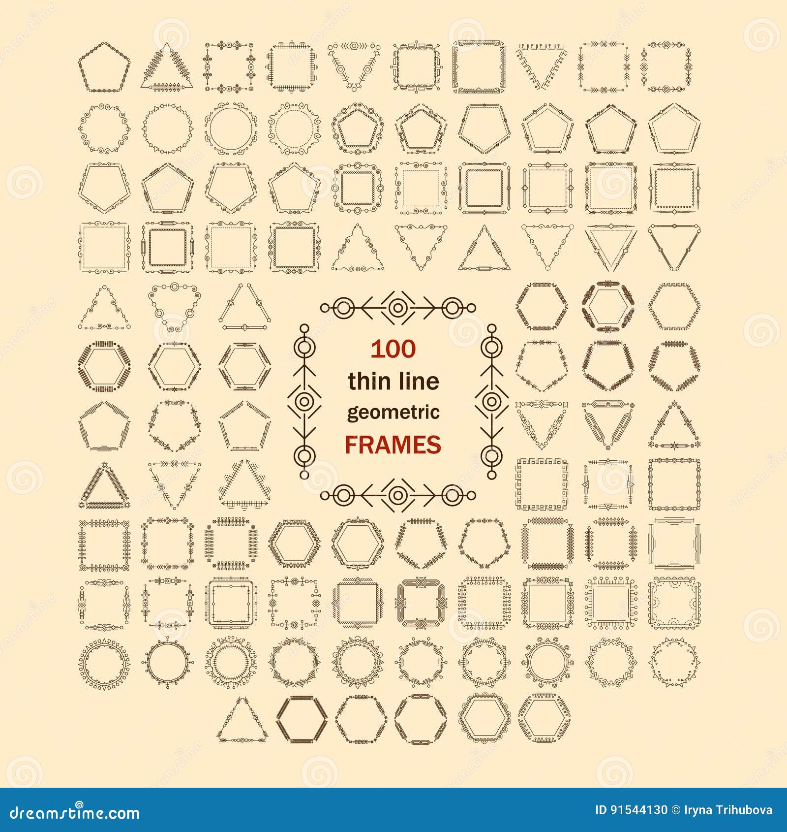 Thin Line Vector Modern Geometric Frames. Stock Vector - Illustration ...