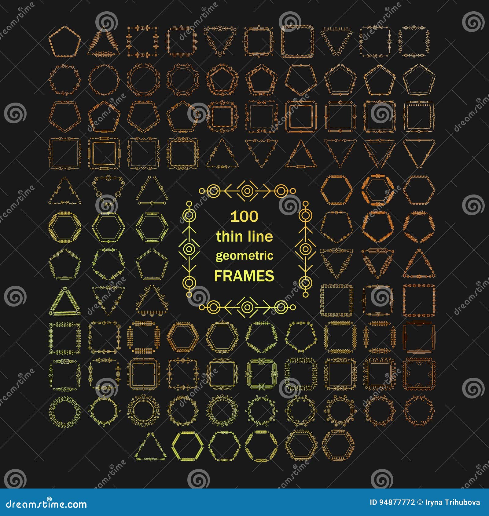 Thin Line Vector Modern Geometric Frames. Stock Vector - Illustration ...