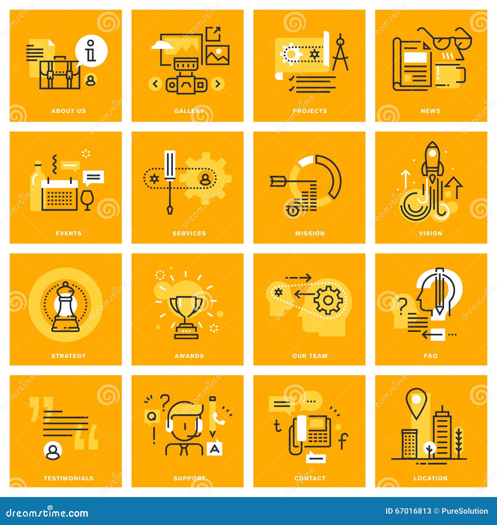 Thin Line Web Icons of Business Essentials Stock Vector - Illustration ...