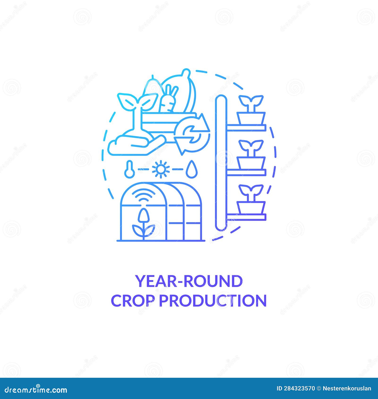 Thin Line Year-round Crop Production Icon Concept Stock Vector ...