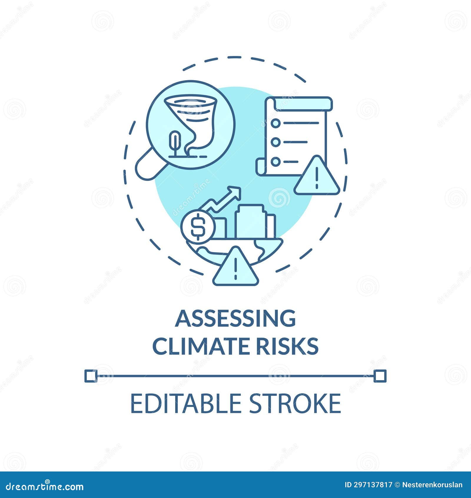 Thin Linear Blue Icon Assessing Climate Risks Concept Stock ...