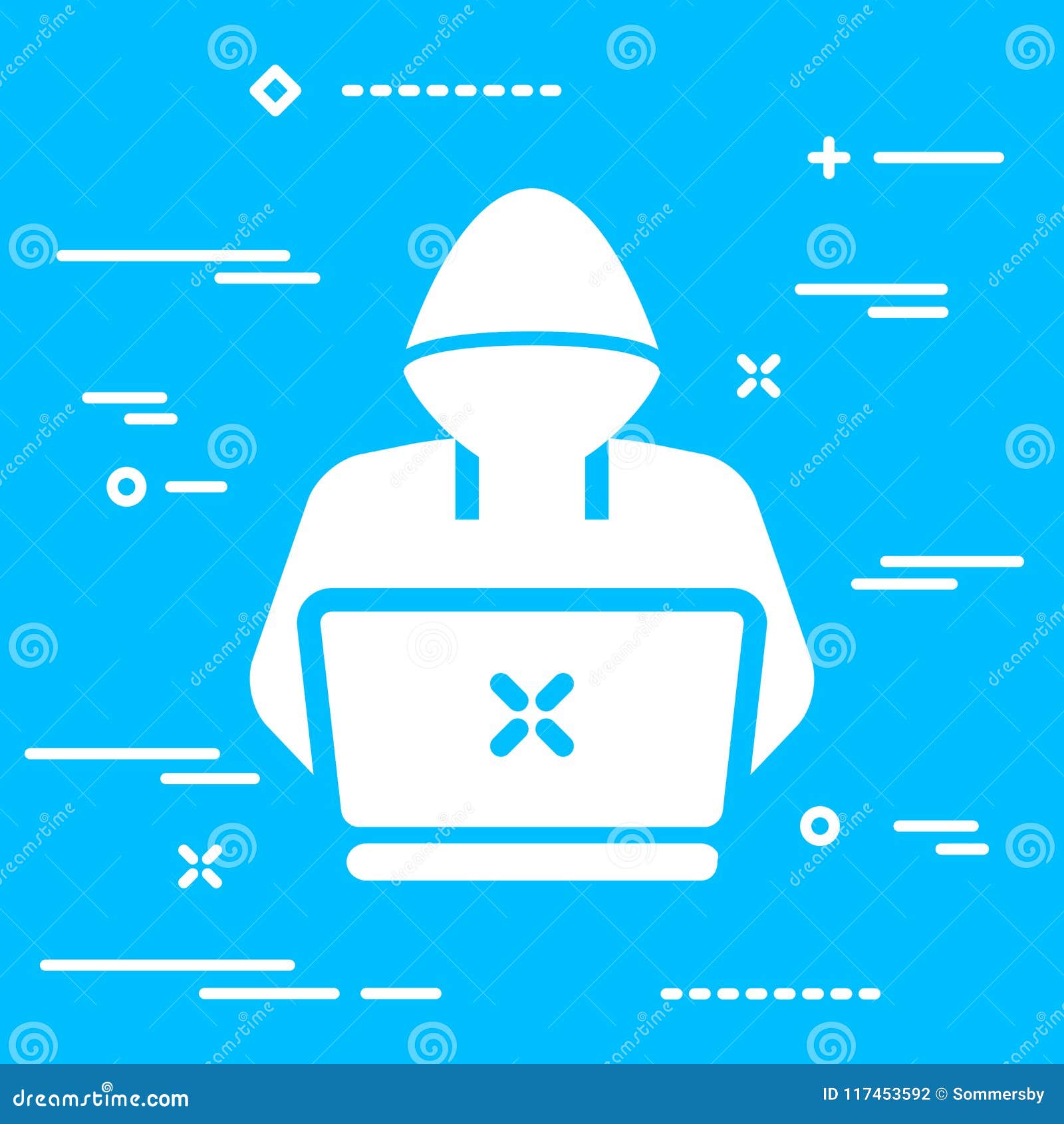 Hacker Or Coder Icon On Blue Background Stock Vector Illustration Of Security Crime 117453592