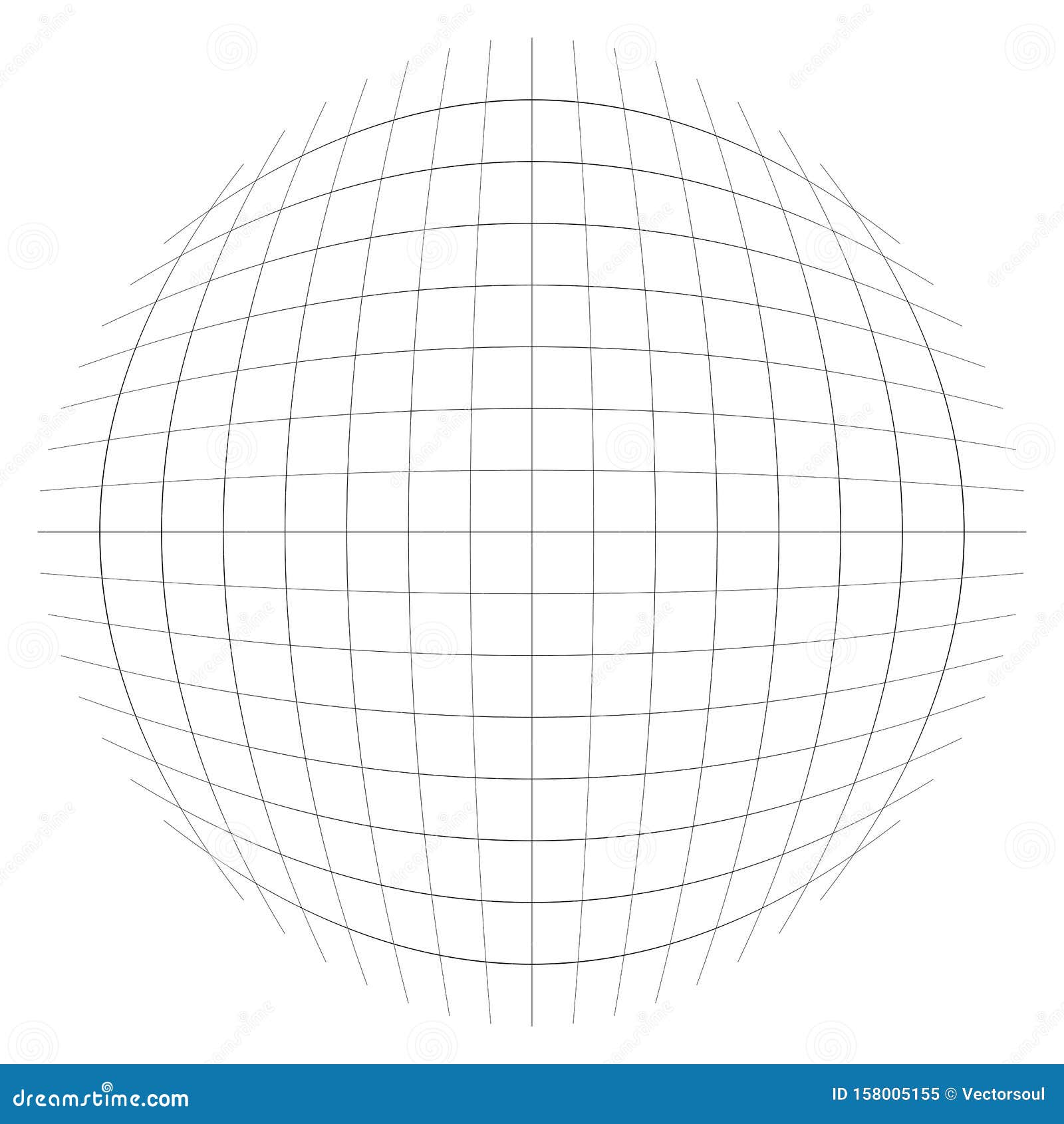 Thin Lines Globe, Sphere Lattice, Grating Pattern. Deformed Convex ...