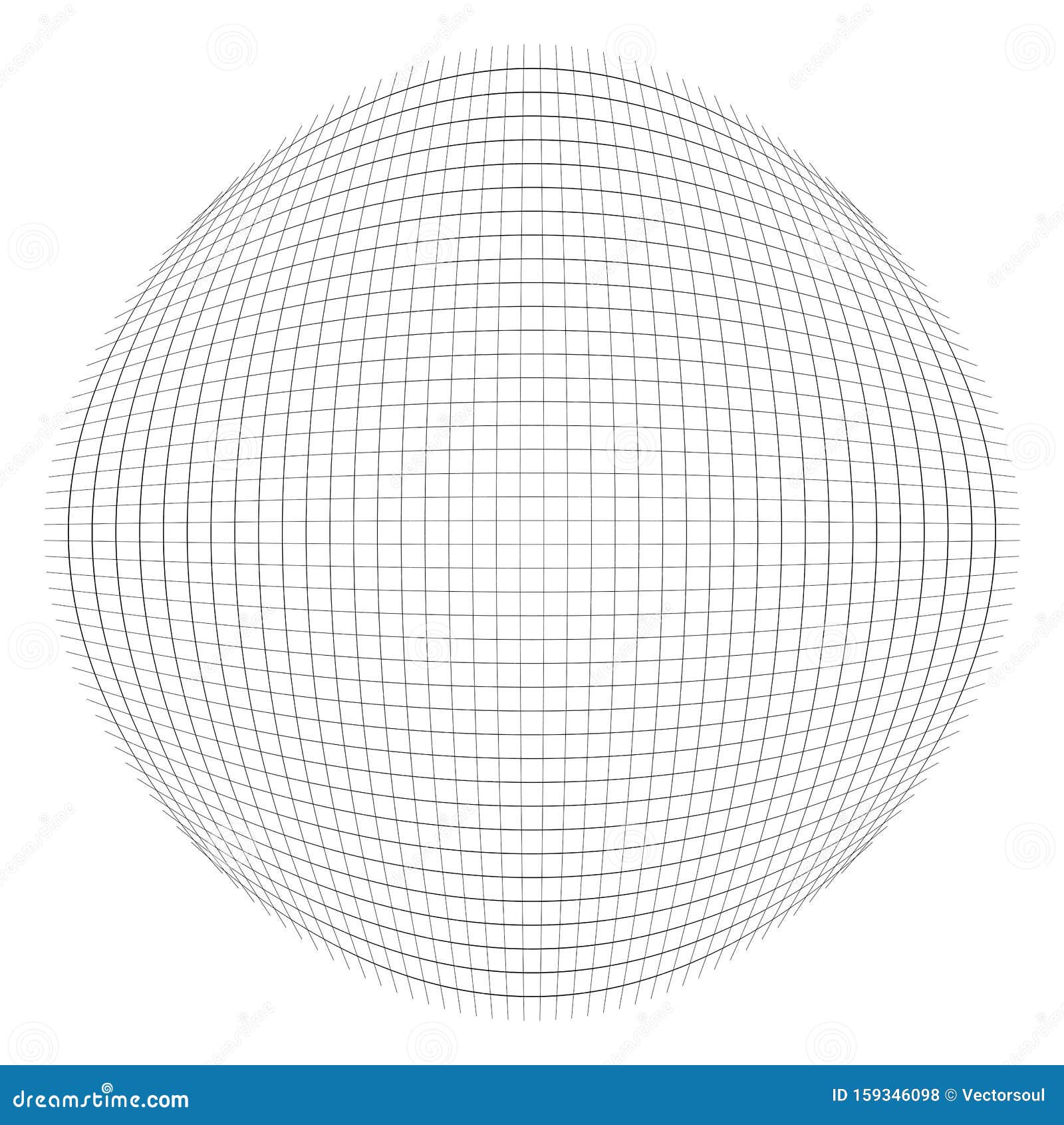 Thin Lines Globe, Sphere Lattice, Grating Pattern. Deformed Convex ...