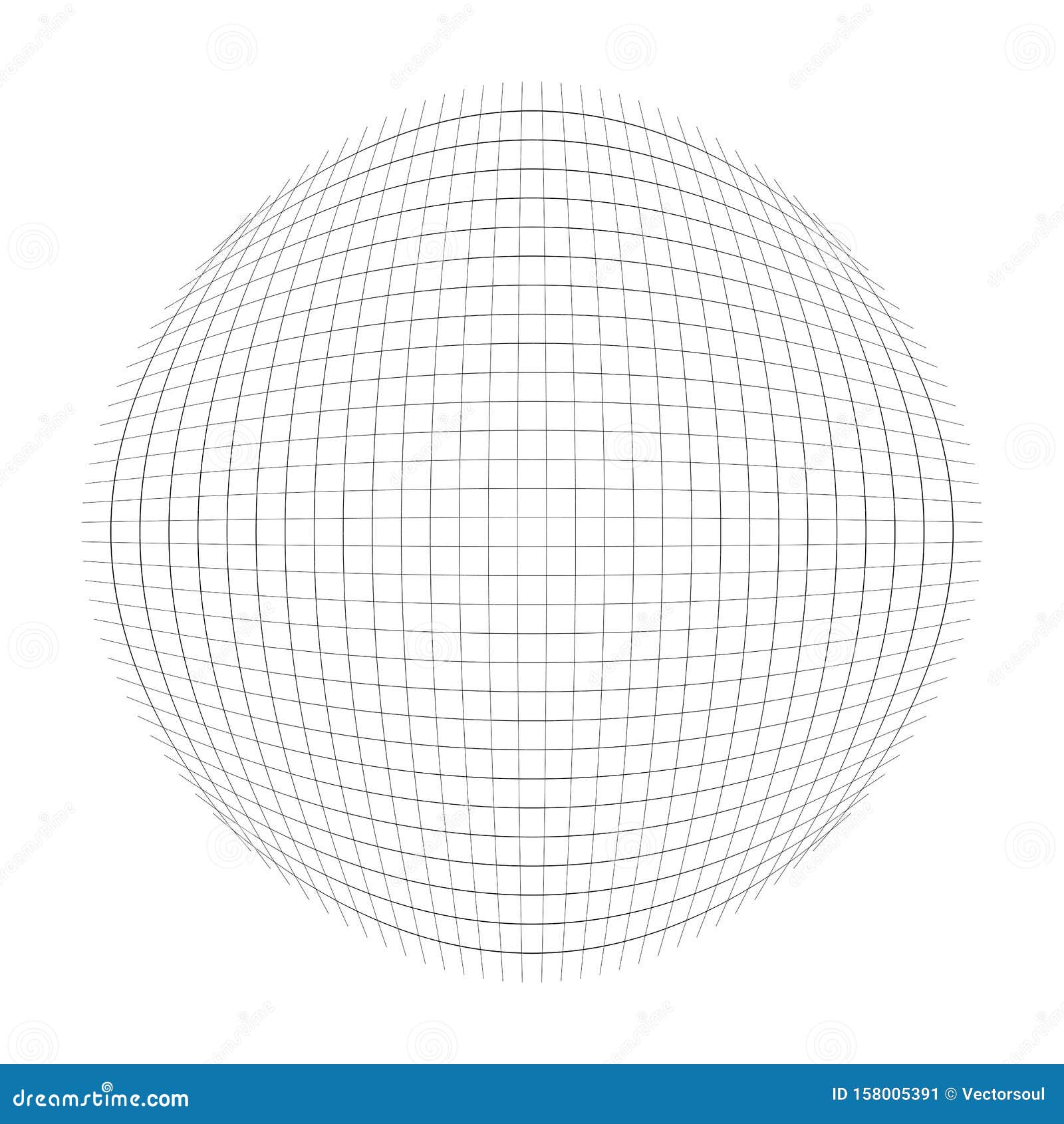 Thin Lines Globe, Sphere Lattice, Grating Pattern. Deformed Convex ...