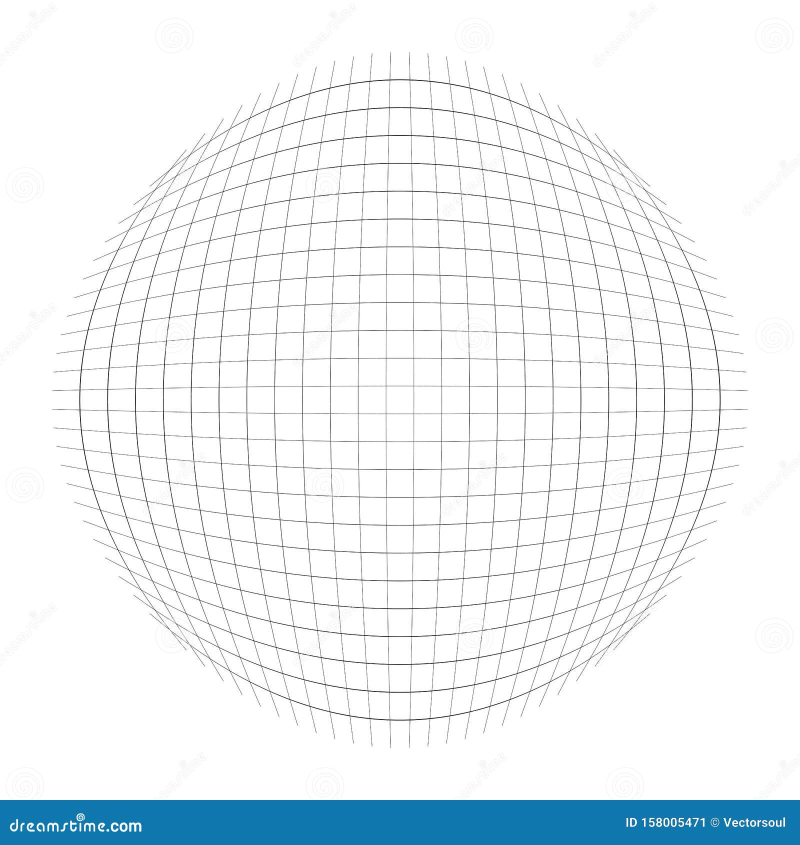 Thin Lines Globe, Sphere Lattice, Grating Pattern. Deformed Convex ...