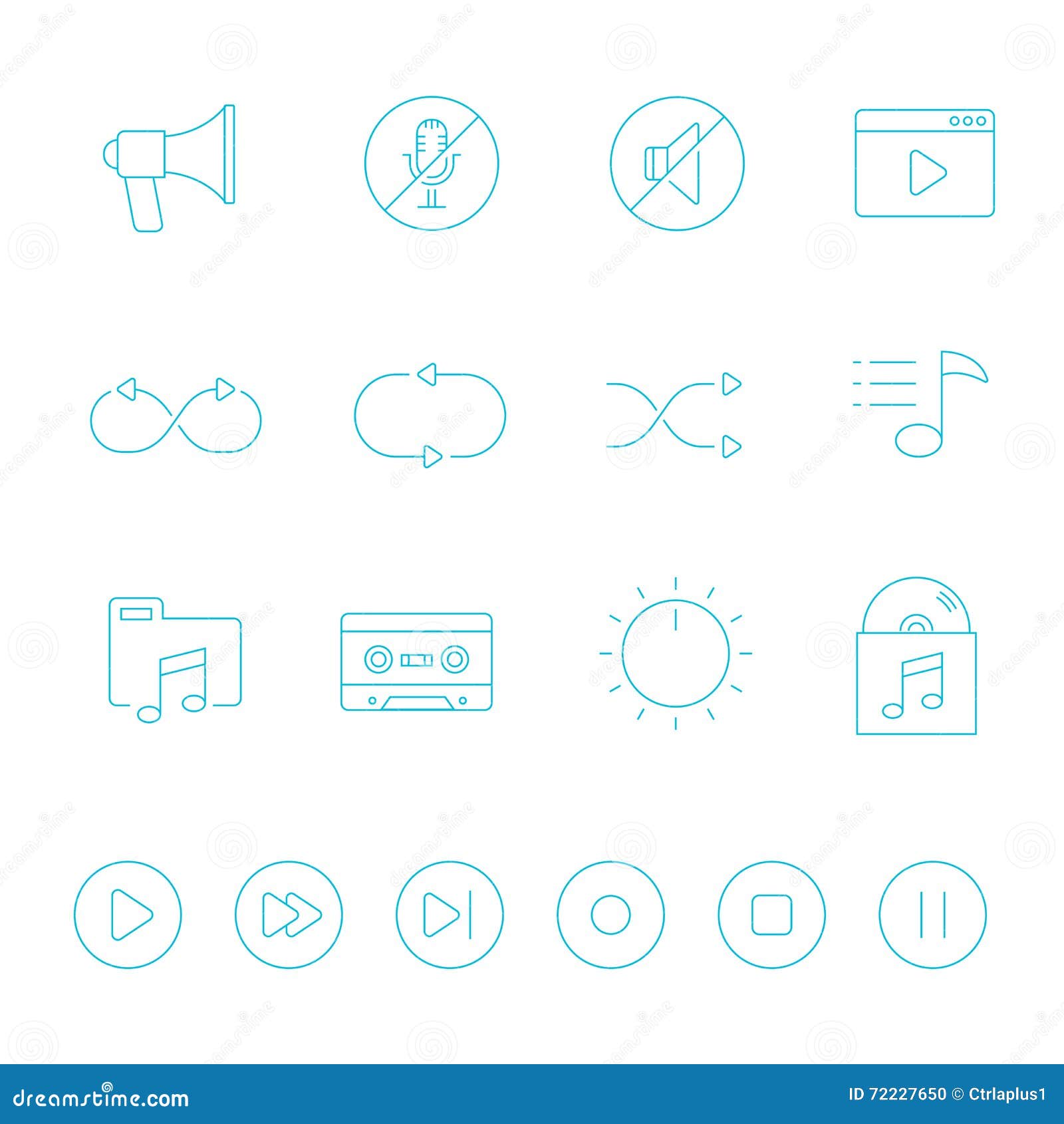 Thin Lines Icon Set - Audio Controller Stock Vector - Illustration of ...