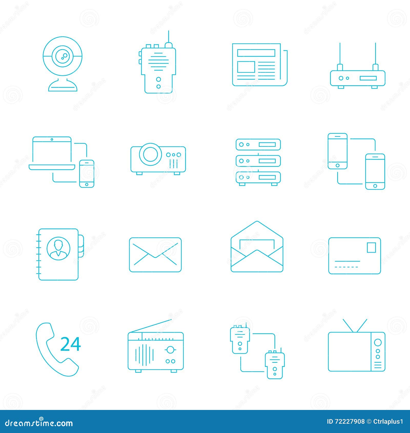 Thin Lines Icon Set - Communication Devices Stock Vector - Illustration ...