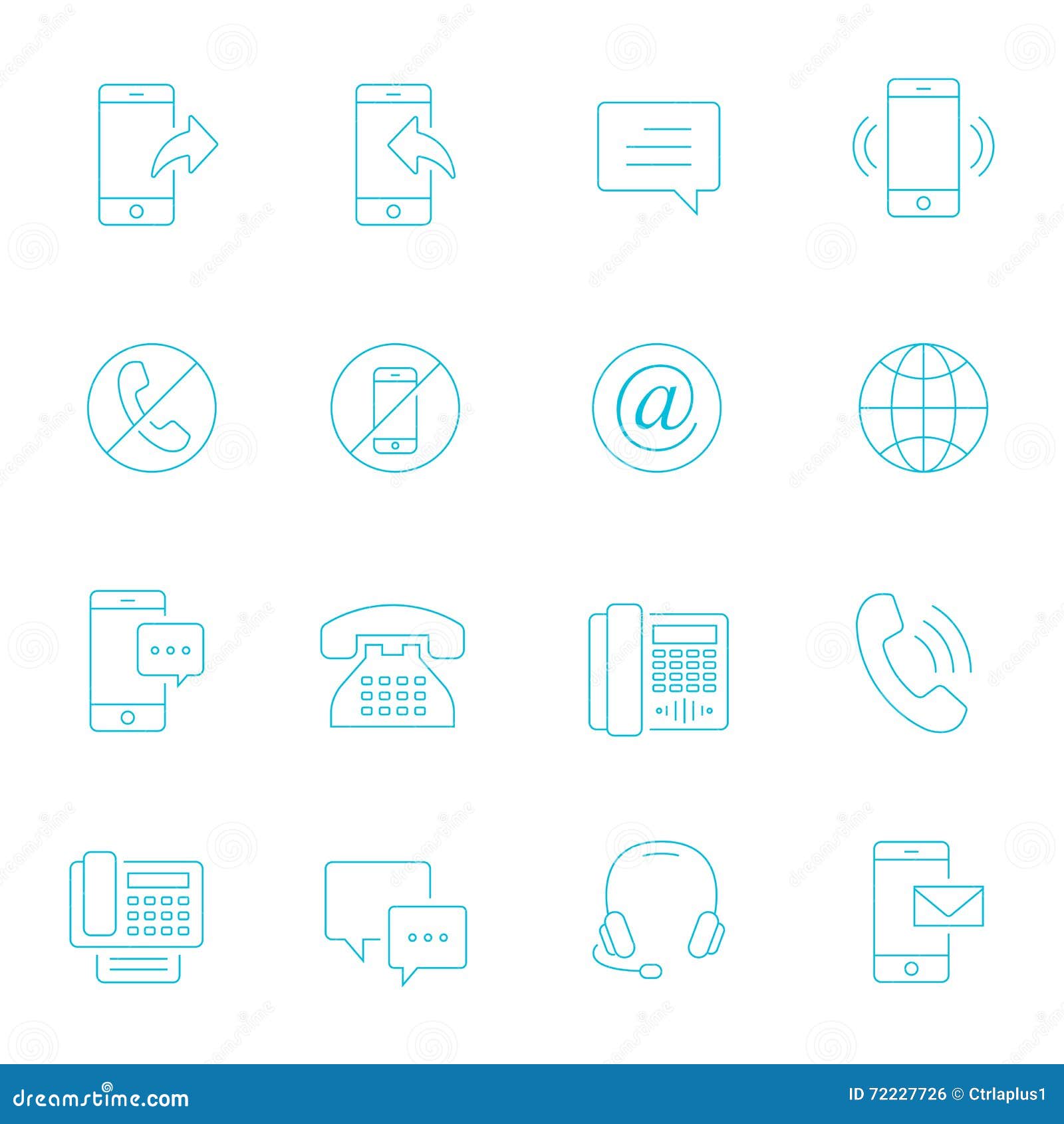 Thin Lines Icon Set - Communication Stock Vector - Illustration of ...