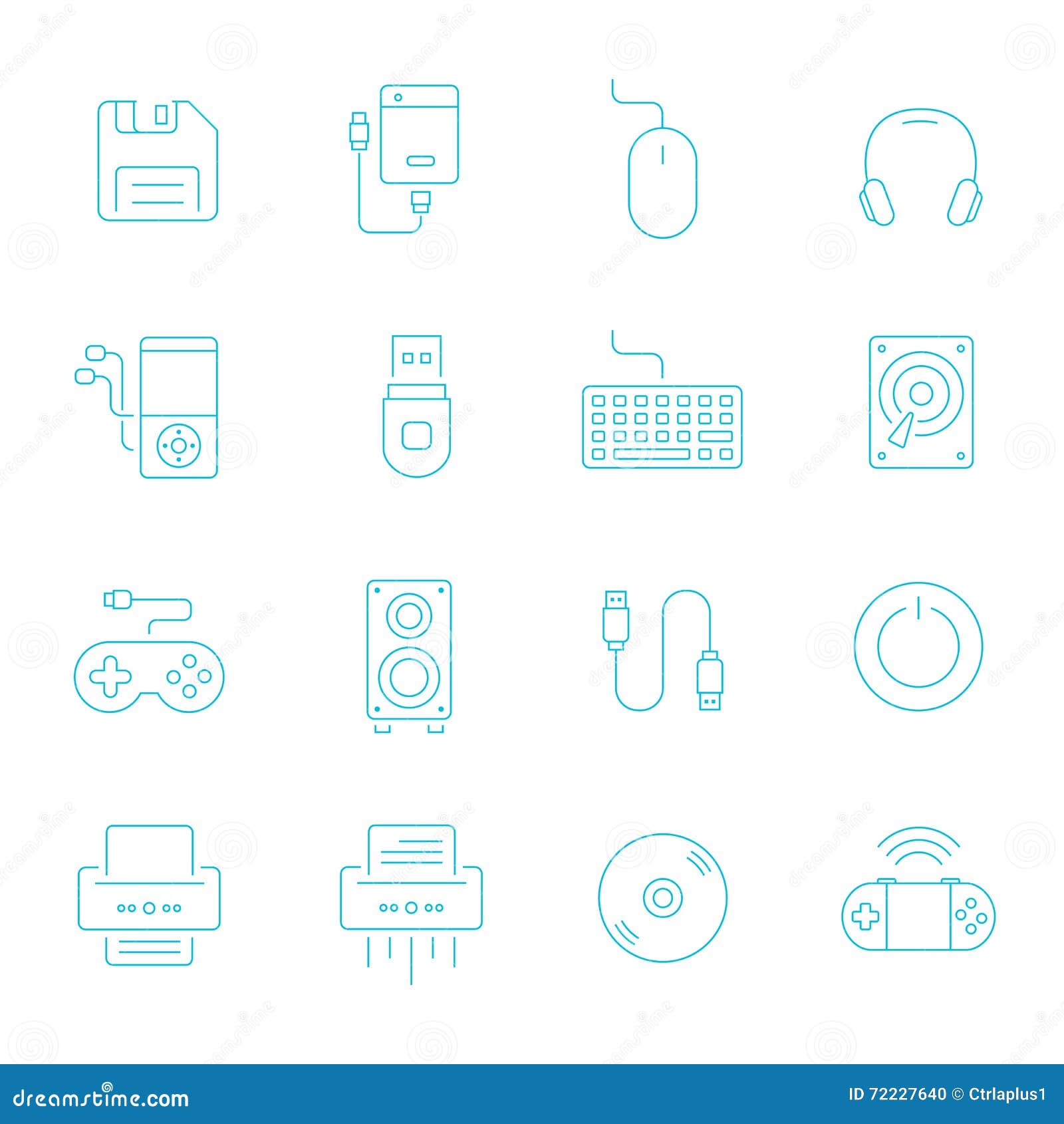 Thin Lines Icon Set - Devices Accessory Stock Vector - Illustration of ...