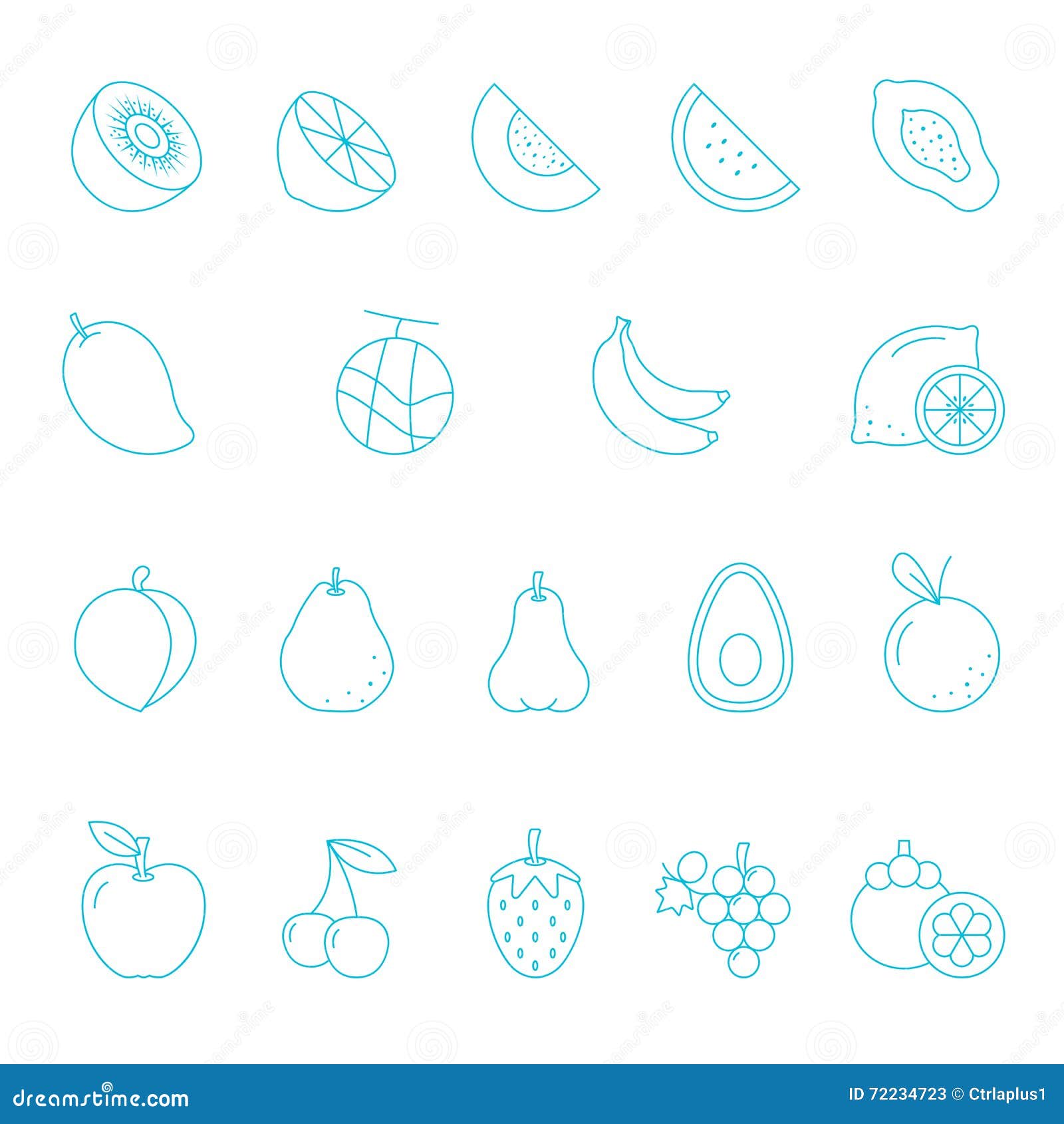 Thin Lines Icon Set - Fruit Stock Vector - Illustration of core ...