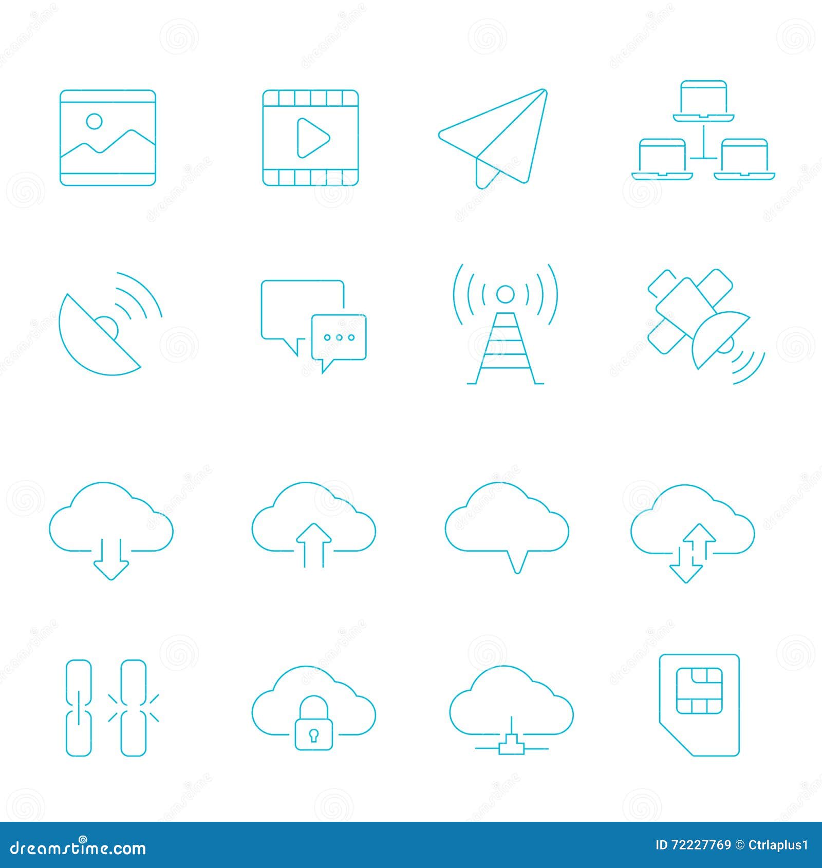 Thin Lines Icon Set - Network Communication Stock Vector - Illustration ...