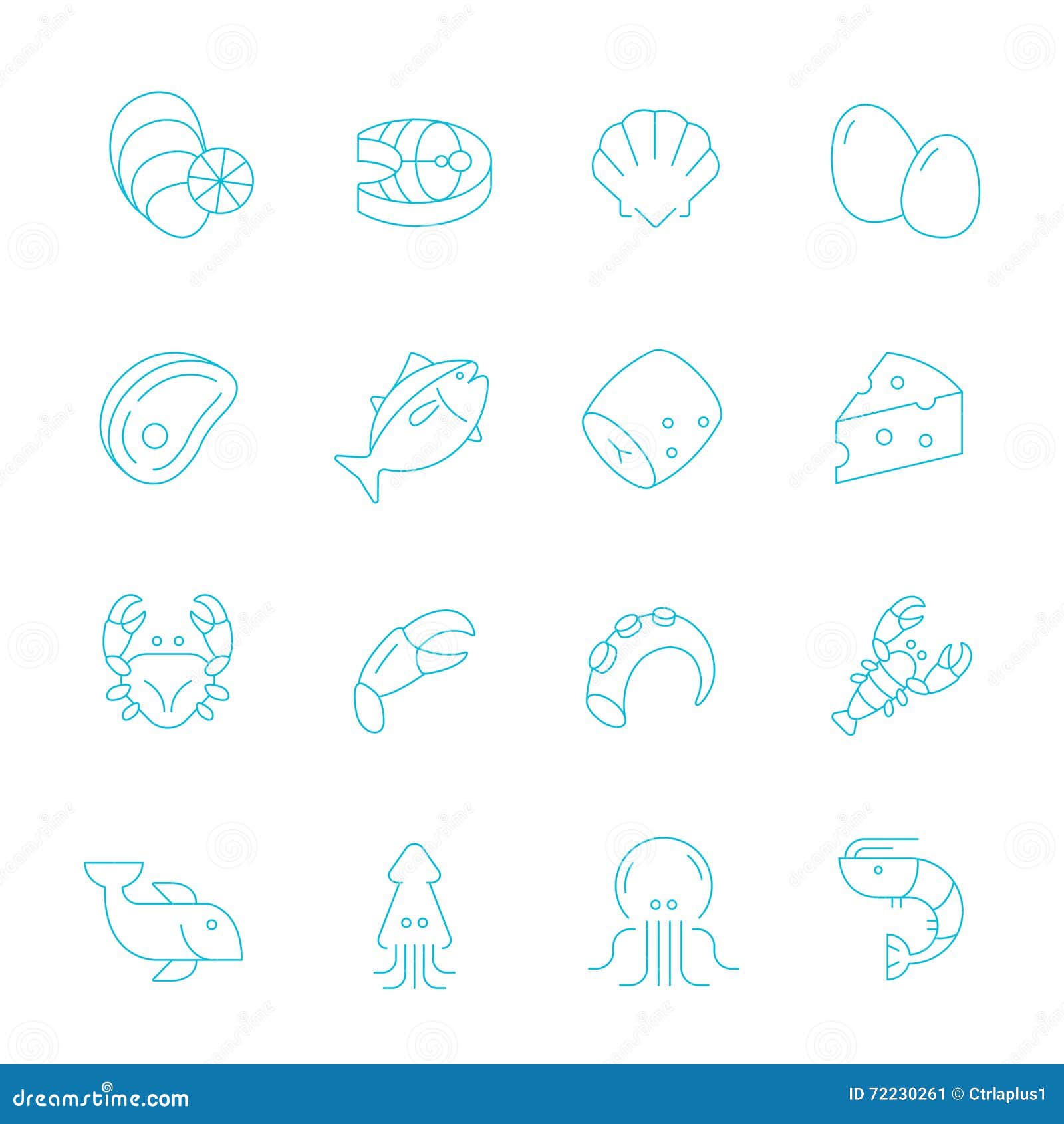 Thin Lines Icon Set - Raw Food Material Stock Vector - Illustration of ...