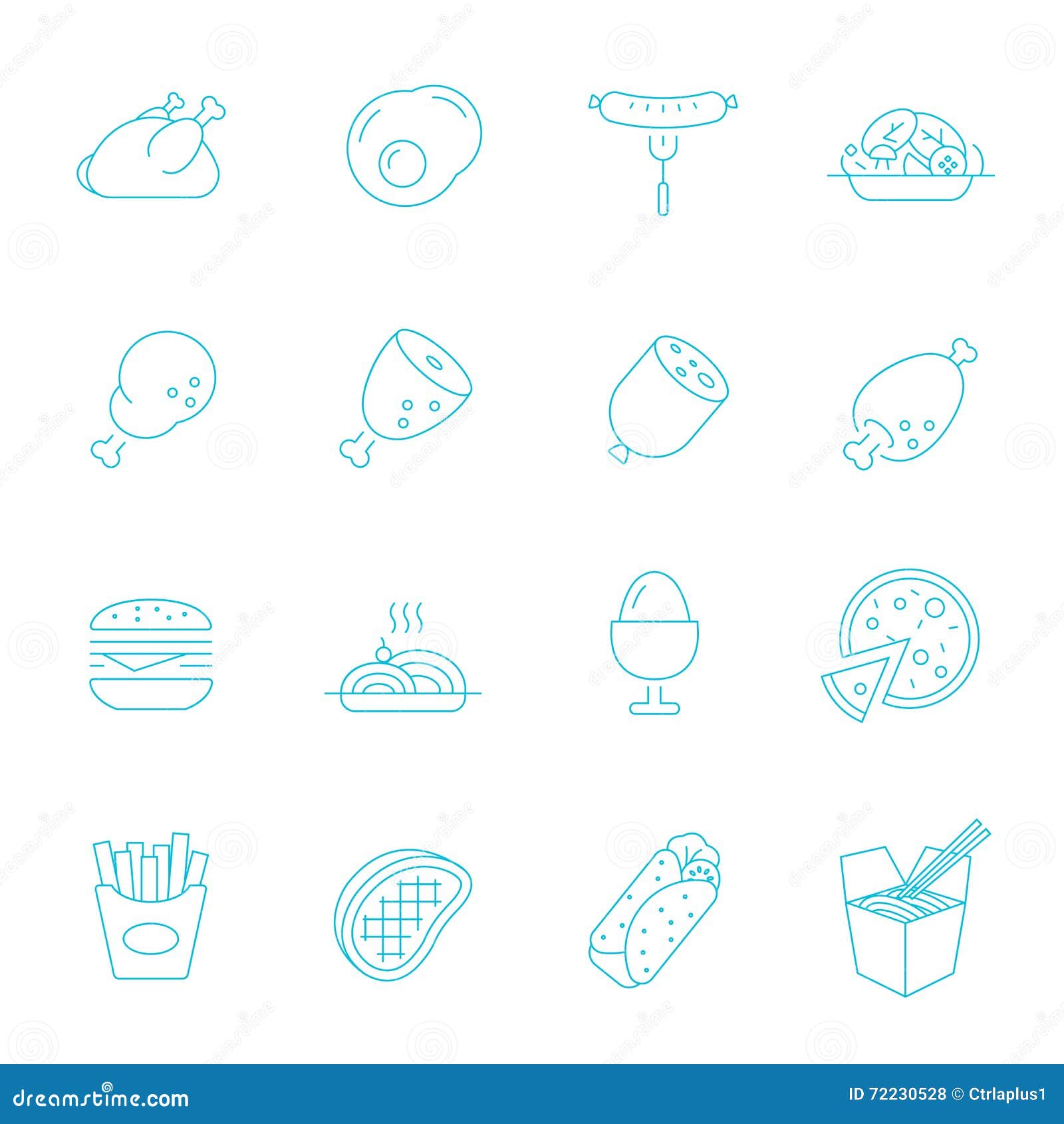 Thin Lines Icon Set - Western Food Stock Vector - Illustration of ...