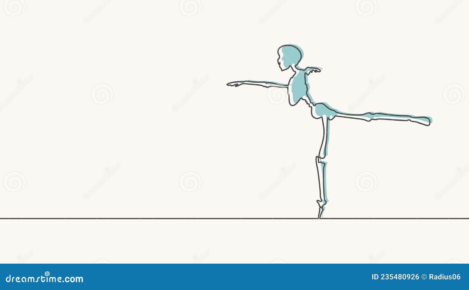 Thin Lines Illustration Of Dancing Human Skeleton Stock Vector