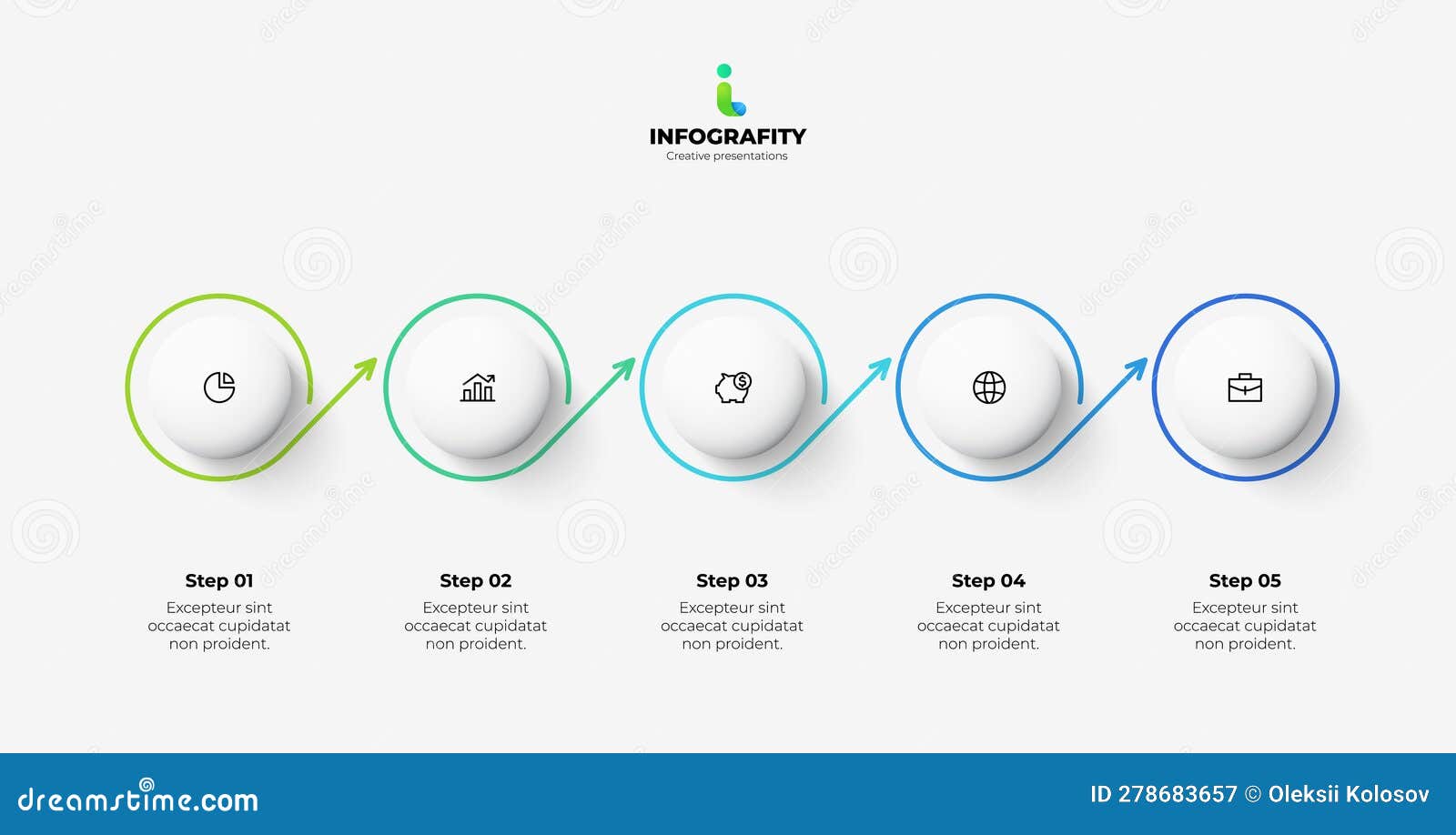 Thin Lines with 5 Options. Horizontal Progress Infographic Stock Vector ...