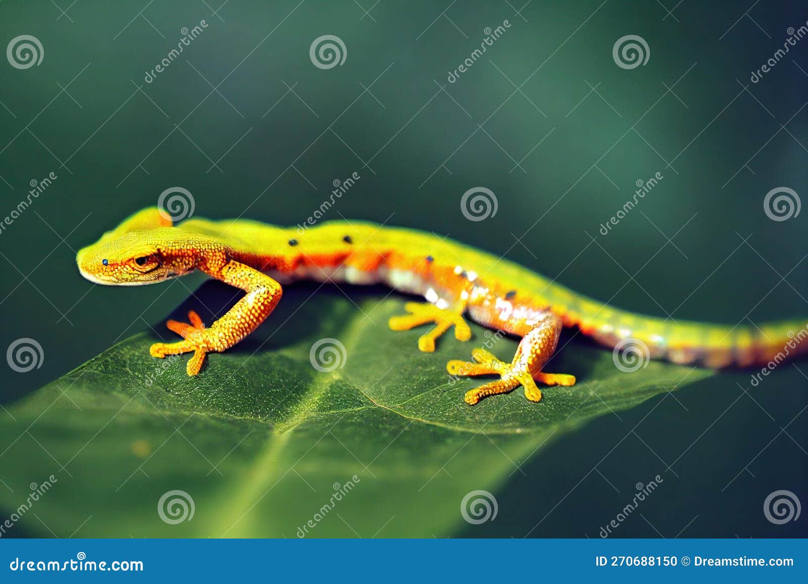 Thin Long Salamander Hides from Predators on Leaf. Stock Illustration ...