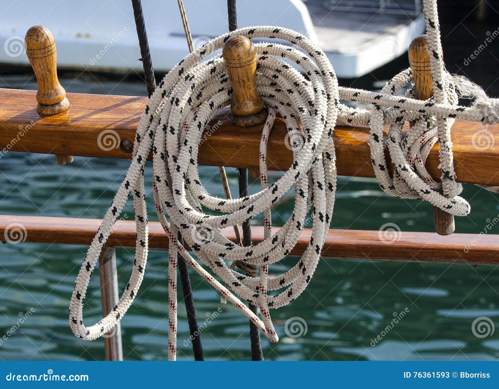 Thin Long Sturdy Rope on a Sailing Boat Stock Image - Image of detail ...