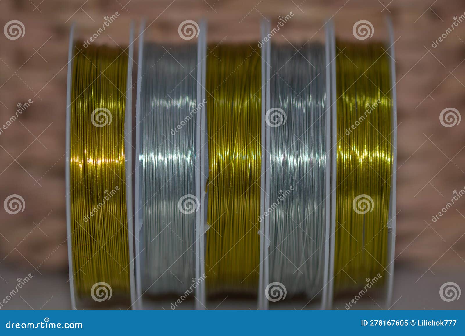 Thin Metal Wire for Weaving with Beads Stock Image - Image of ...