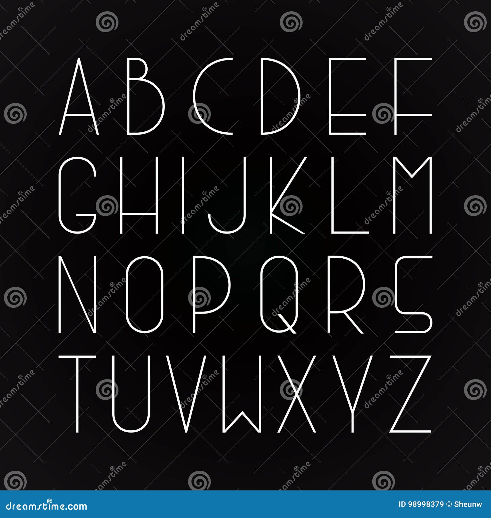 Thin Minimalistic Font. Elegant English Alphabet. Cartoon Vector ...