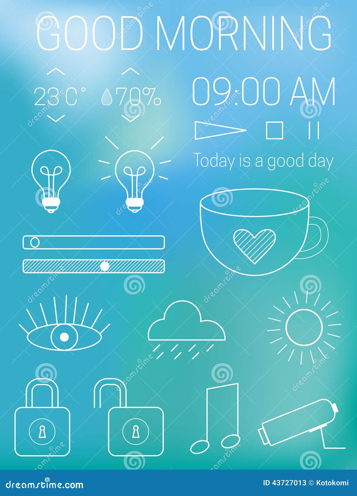 Thin Mobile App Interface Design Elements at Blur Stock Vector ...