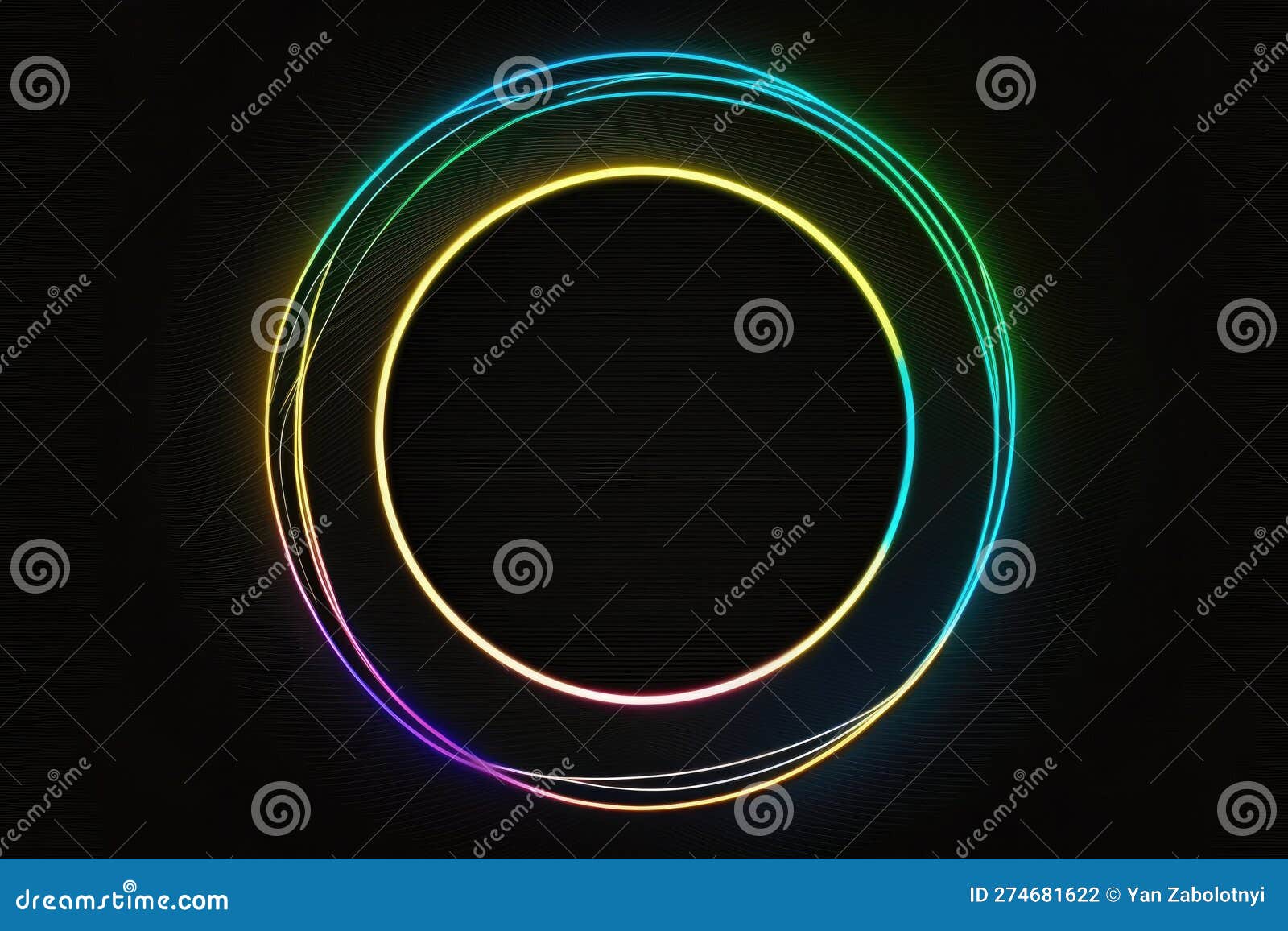 Thin Neon Outline of a Circle on a Black Background. Generative AI ...