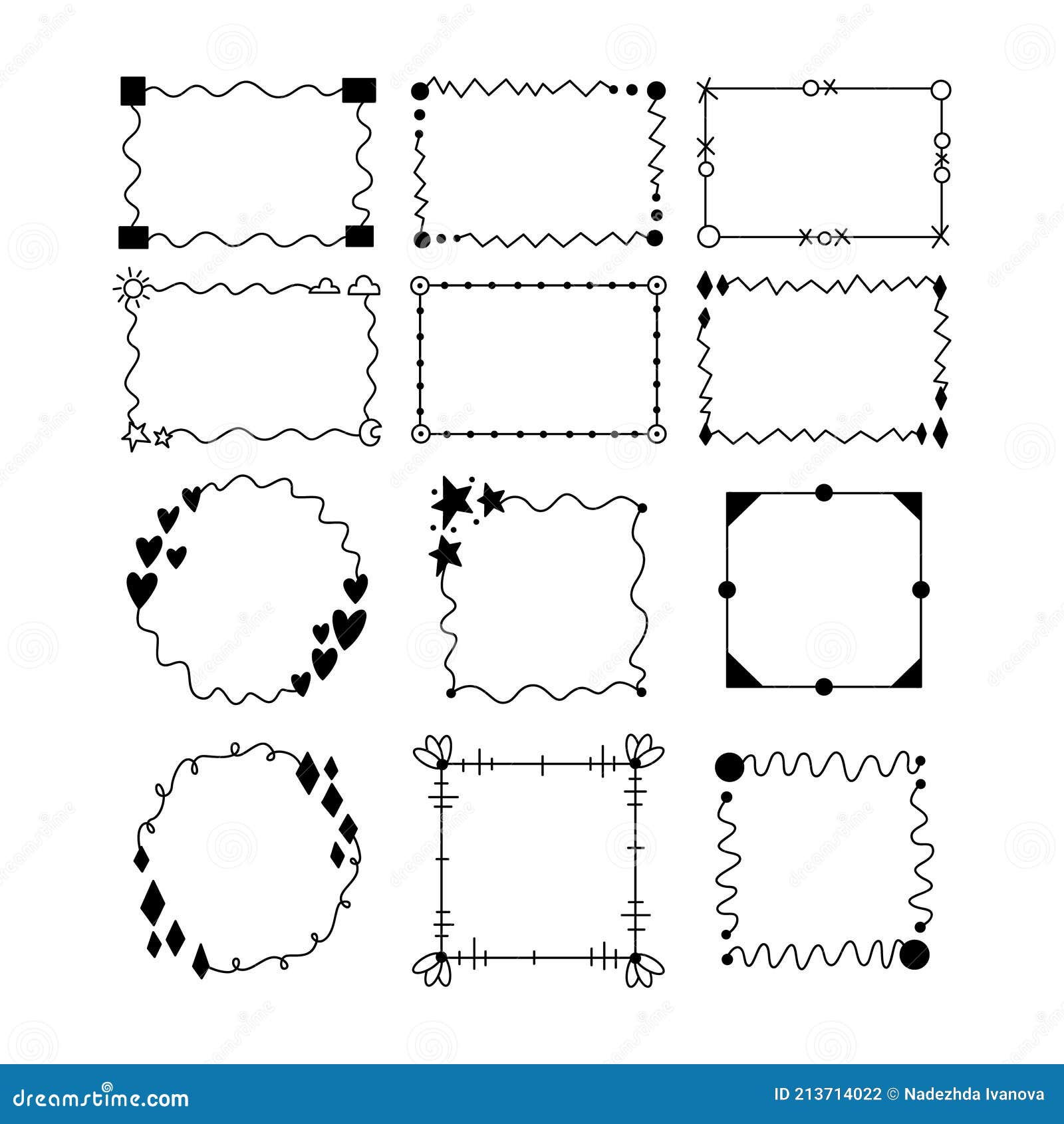 Thin Ornamental Frame Lines Collection Vector Illustration. Stock ...