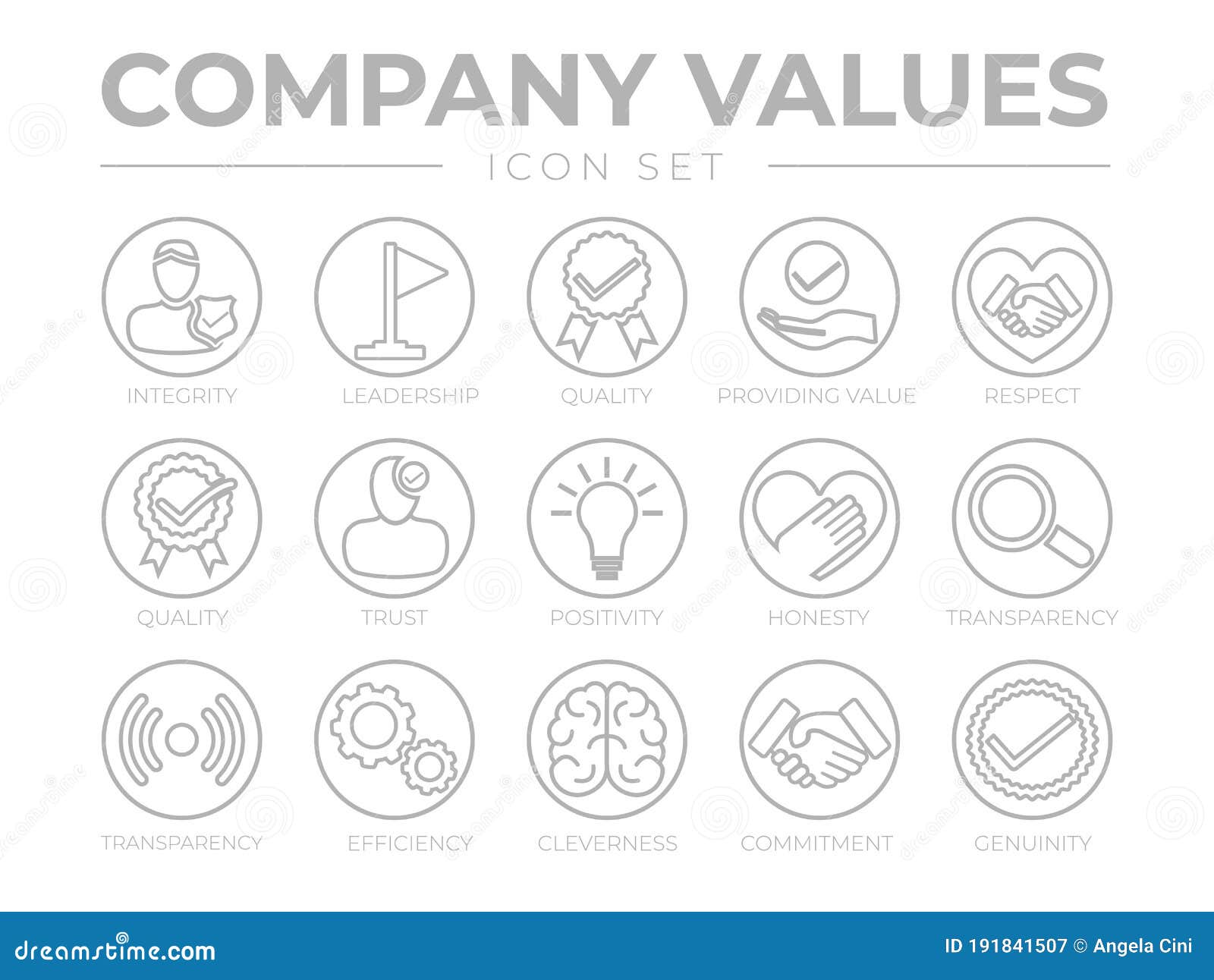 Thin Outline Company Values Round Gray Icon Set. Integrity, Leadership ... Thin Outline Company Values Round Gray Icon Set. Integrity, Leadership ...