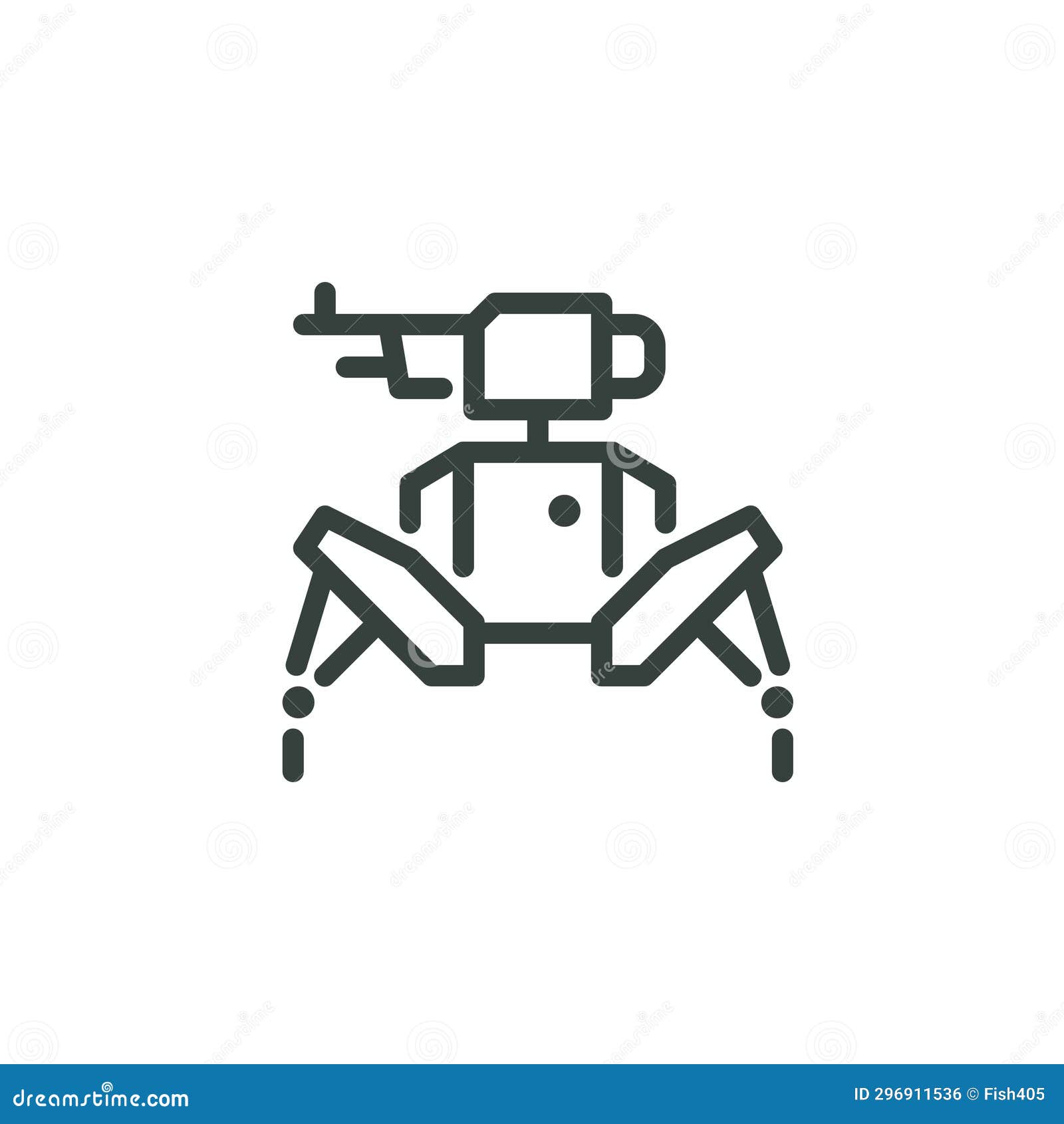 Thin Outline Icon Armed Military Robot with Weapon. Such Line Symbol ...