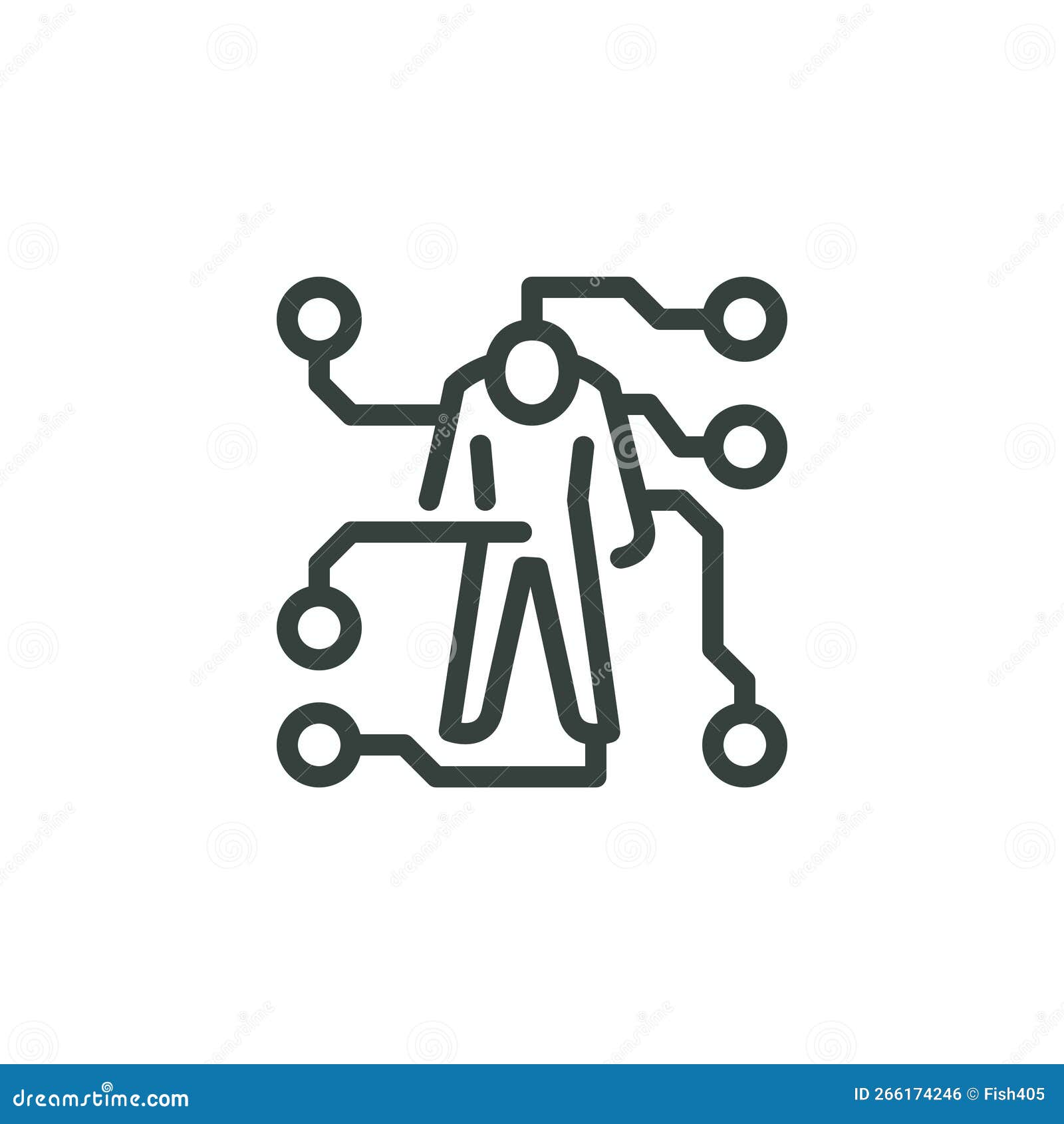 Thin Outline Icon Man Cyborg and Wire. Such Line Symbol Enfeeblement ...