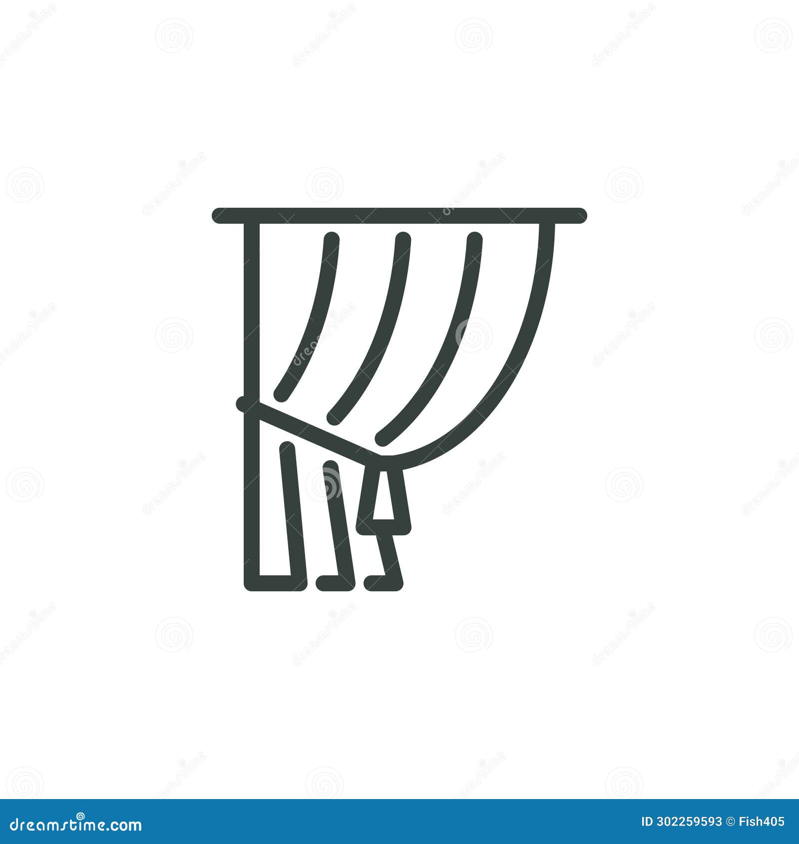 Thin Outline Icon Open Curtain. Such Line Sign As Curtained Window ...