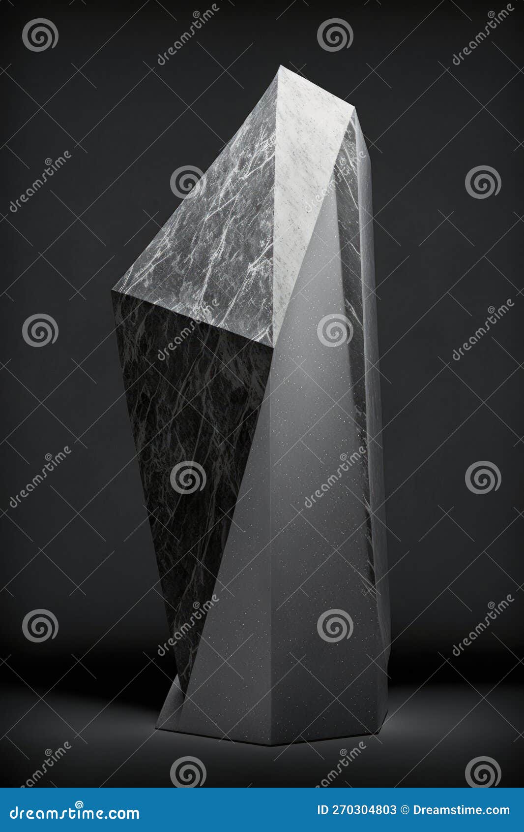 Thin Pentagonal Shard of Stone with Sharp Edges Podium, Empty Showcase ...