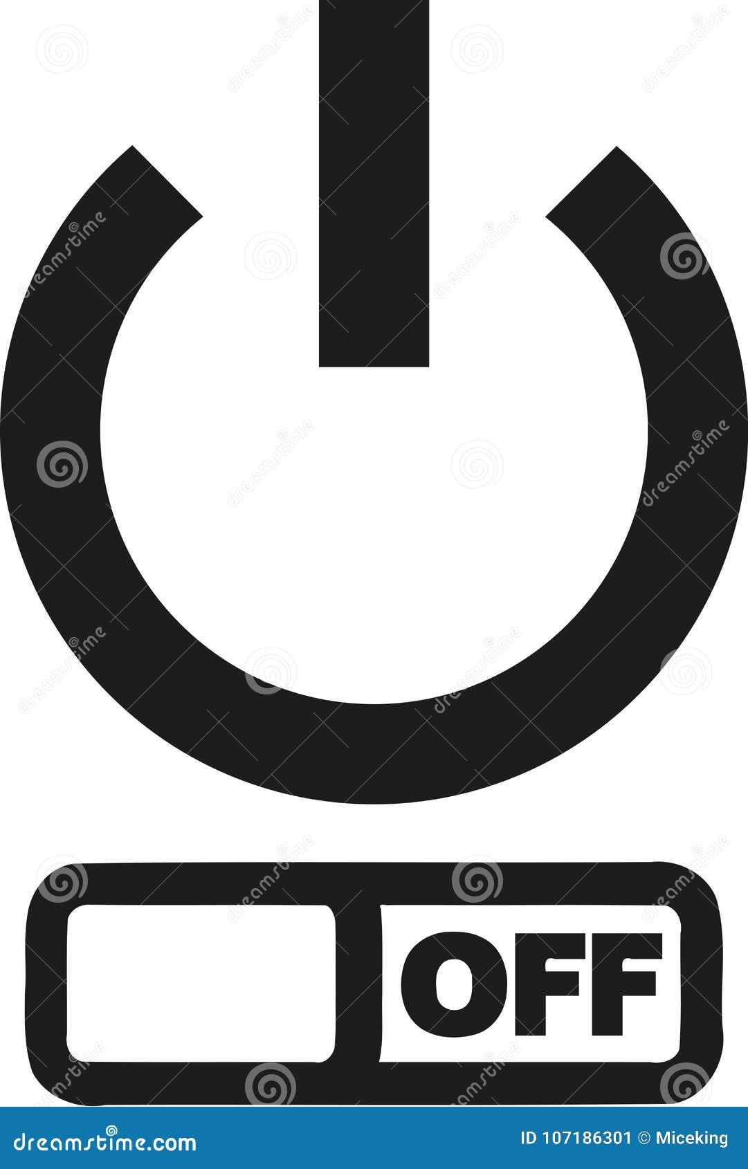 Thin Power Button with Off Symbol Stock Vector - Illustration of button ...
