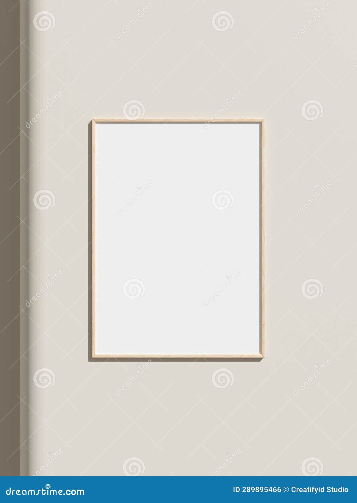 Thin Rectangular Frame Hanging on a White Textured Wall Mockup Stock ...