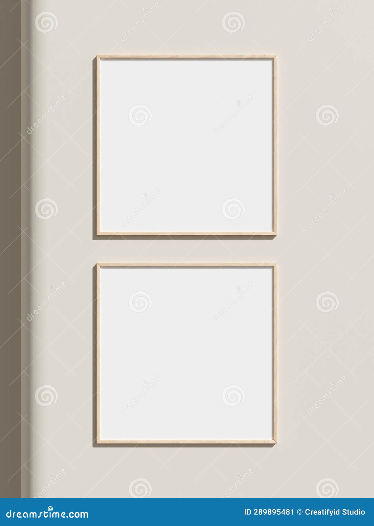 Thin Rectangular Frame Hanging on a White Textured Wall Mockup Stock Illustration - Illustration ...