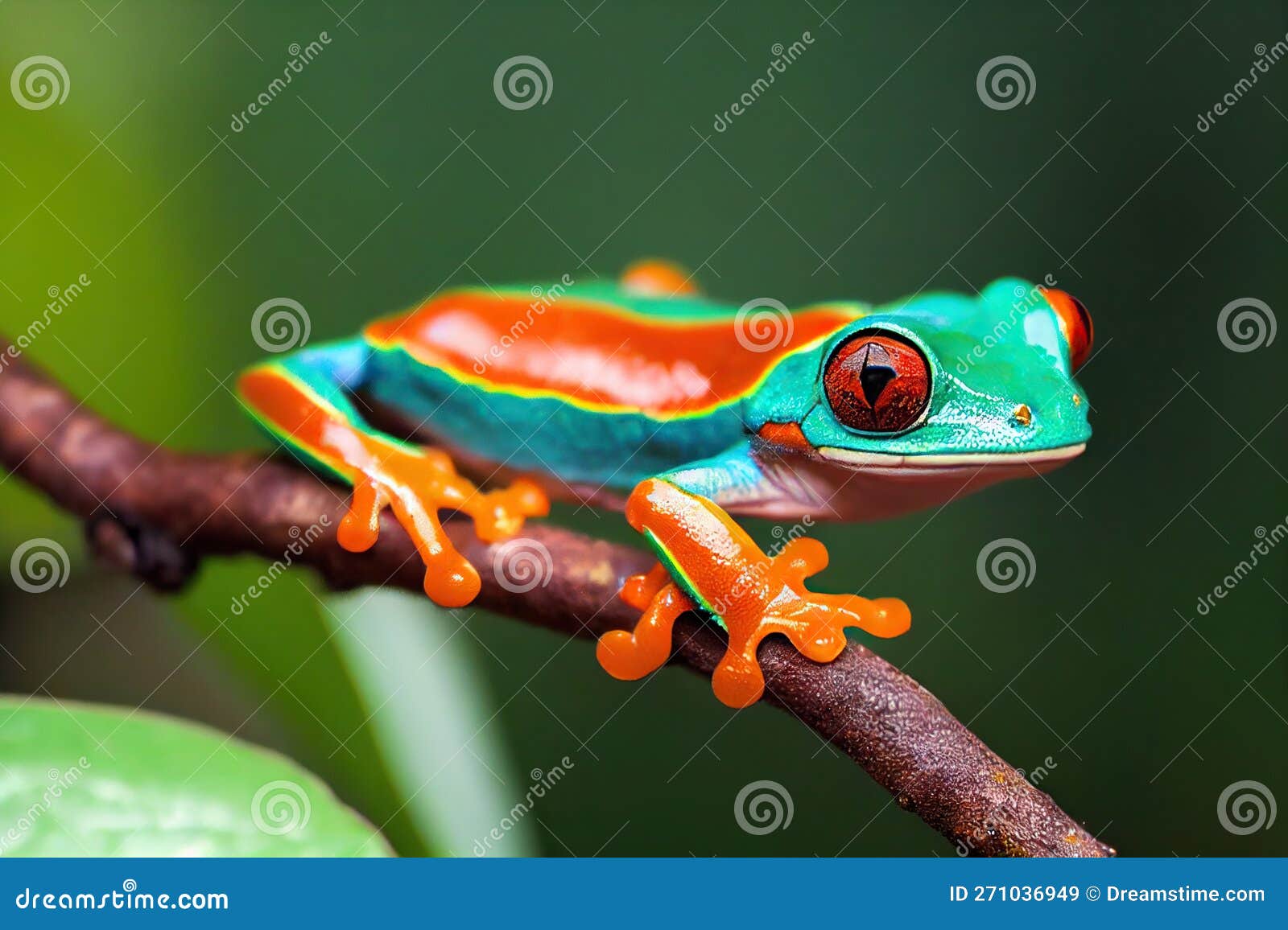 Thin Red Eyed Tree Frog of Beautiful Turquoise Color Stock Image ...