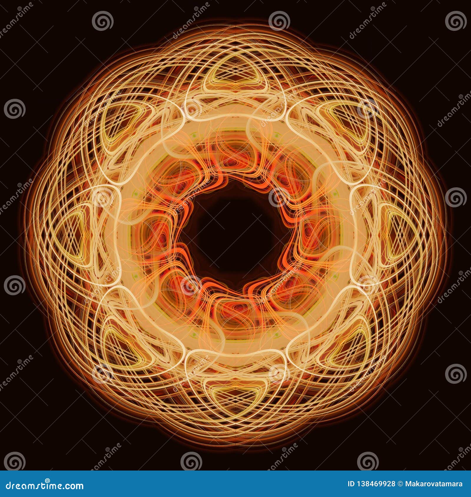 Thin Round Figure Pattern, Dark Background Stock Illustration ...