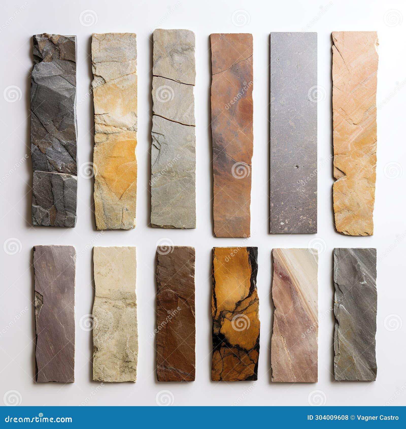 Thin Samples Of Stone Veneer Showing Its Elasticity On A White ...