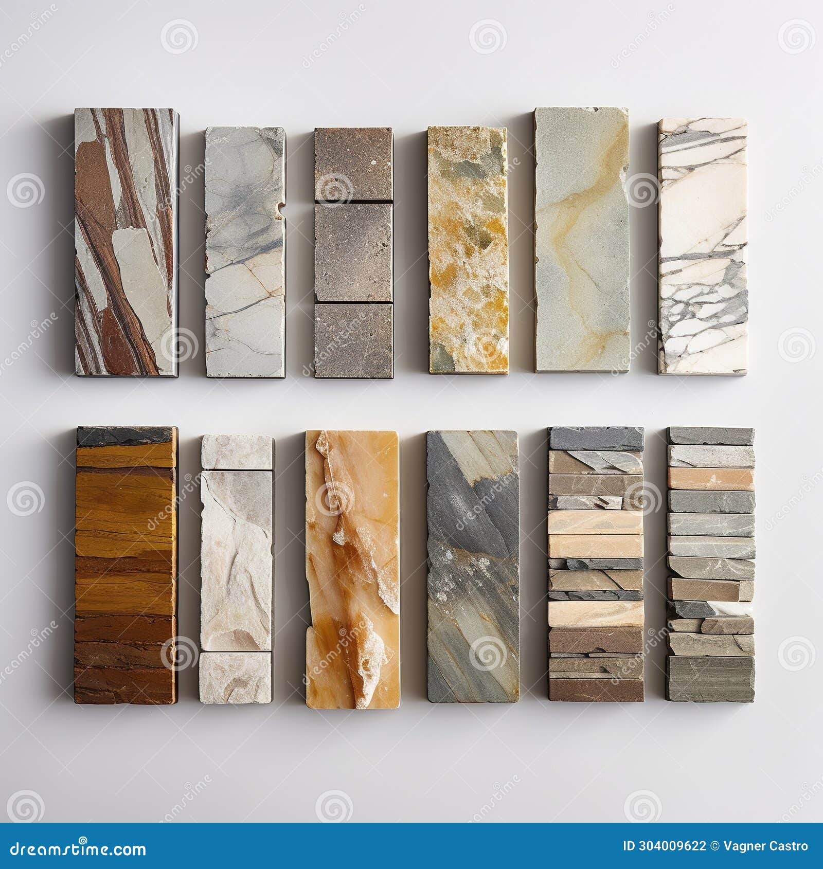 Thin Samples of Stone Veneer Showing Its Elasticity on a White ...