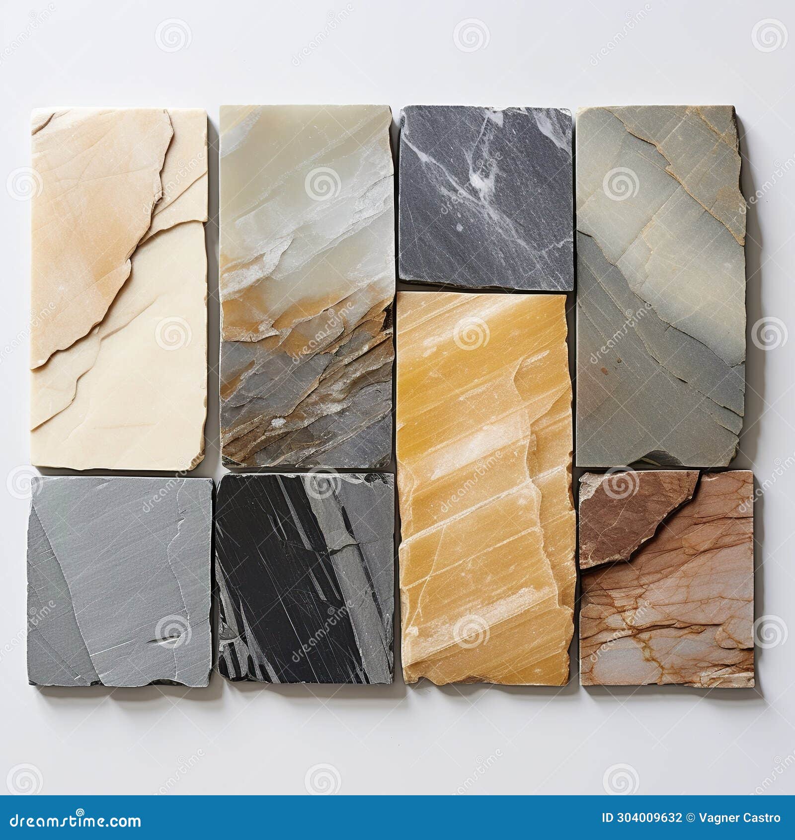 Thin Samples of Stone Veneer Showing Its Elasticity on a White ...