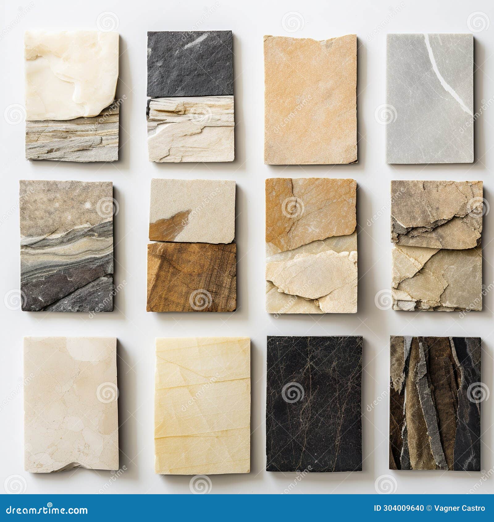 Thin Samples Of Stone Veneer Showing Its Elasticity On A White ...