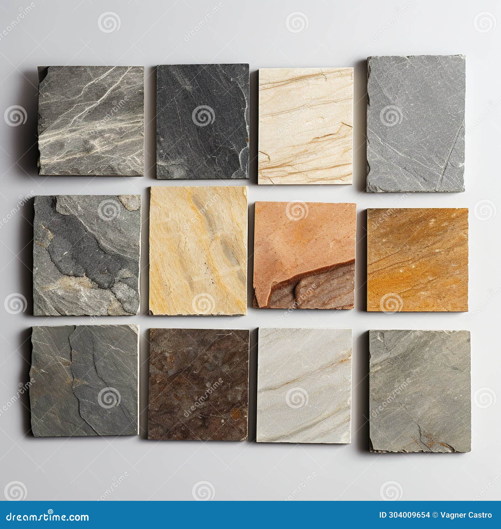 Thin Samples Of Stone Veneer Showing Its Elasticity On A White ...