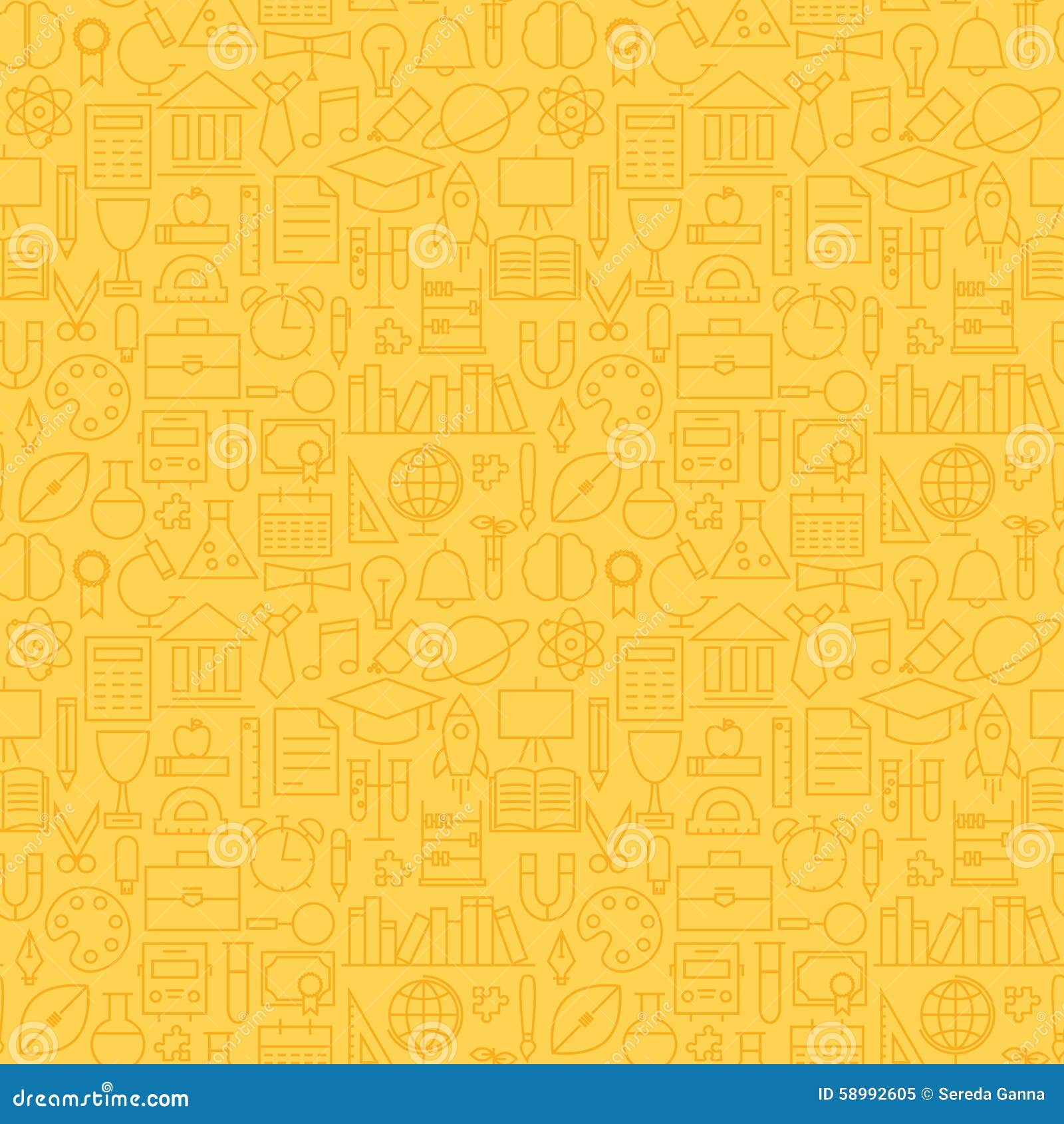 Thin School Line Education Graduation Seamless Yellow Pattern Stock ...